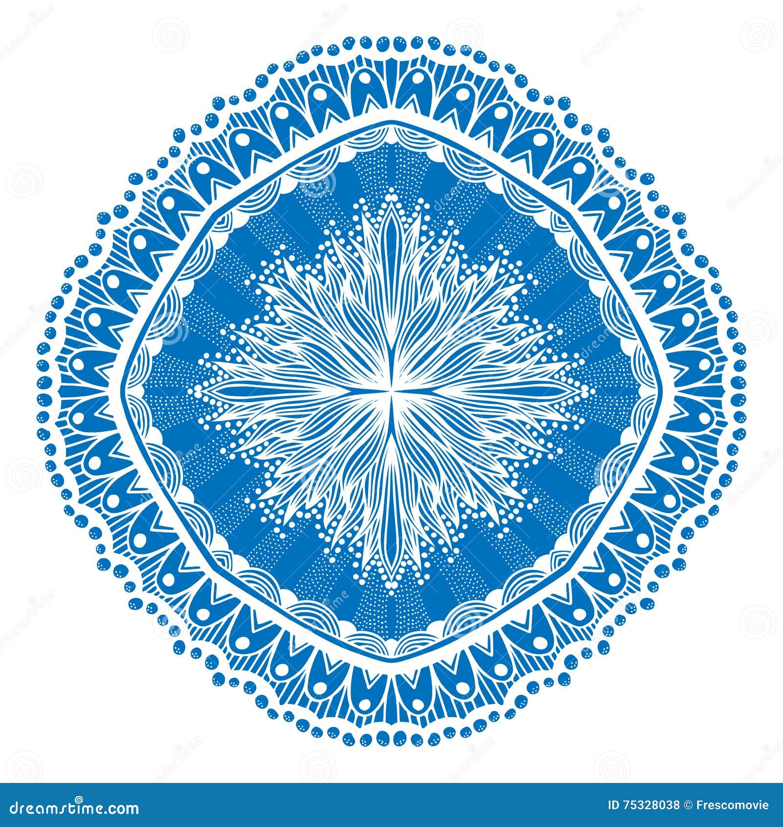 Beautiful blue mandala. stock vector. Illustration of element - 75328038