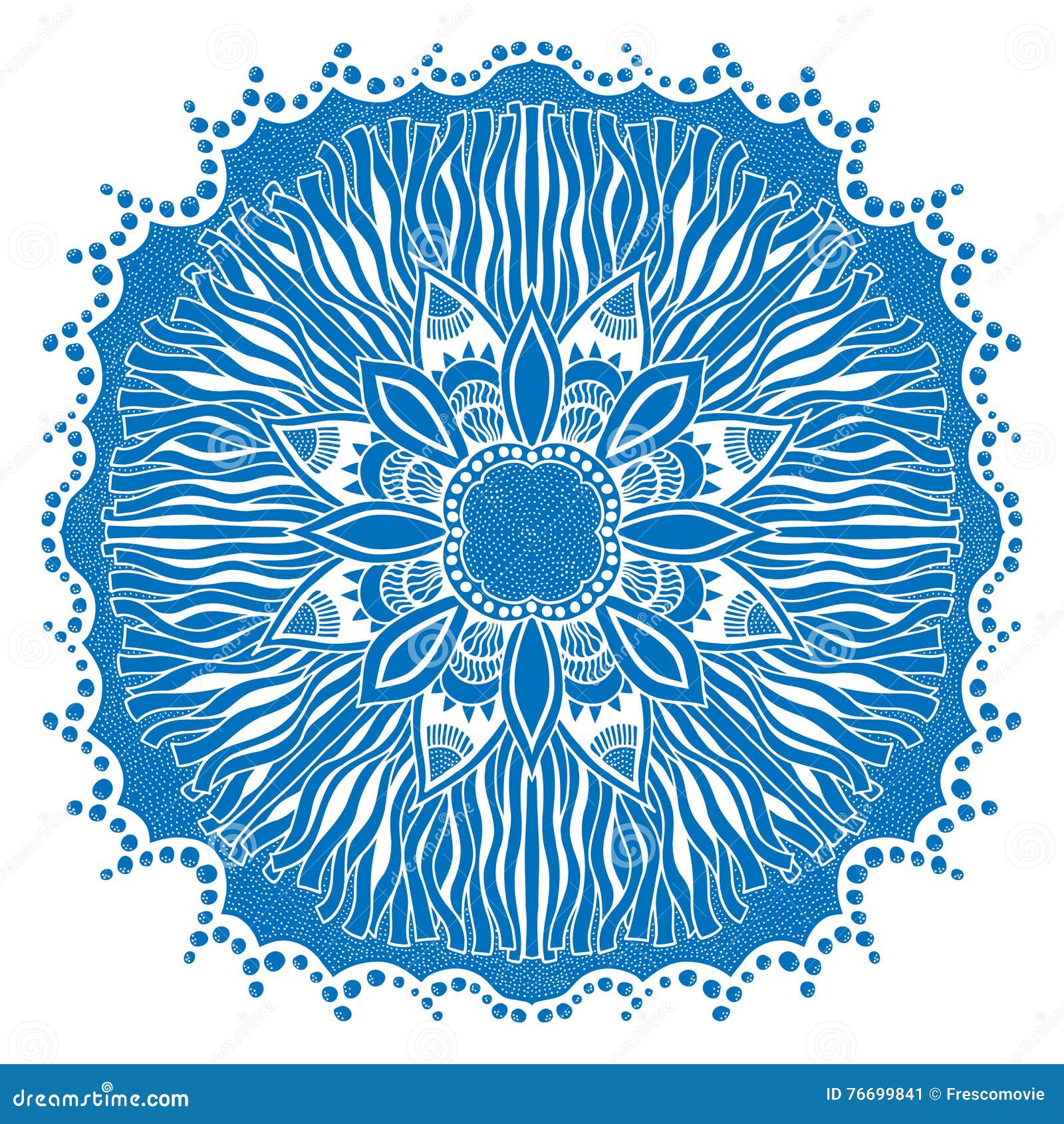 Beautiful blue mandala. stock vector. Illustration of abstract - 76699841