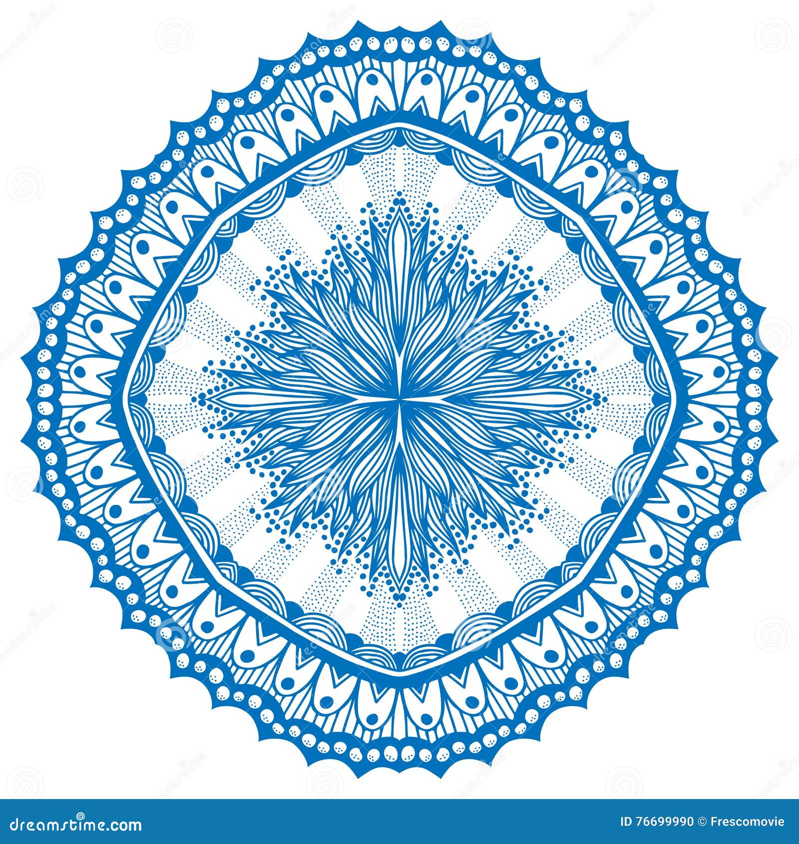 Beautiful blue mandala. stock vector. Illustration of arabesque - 76699990