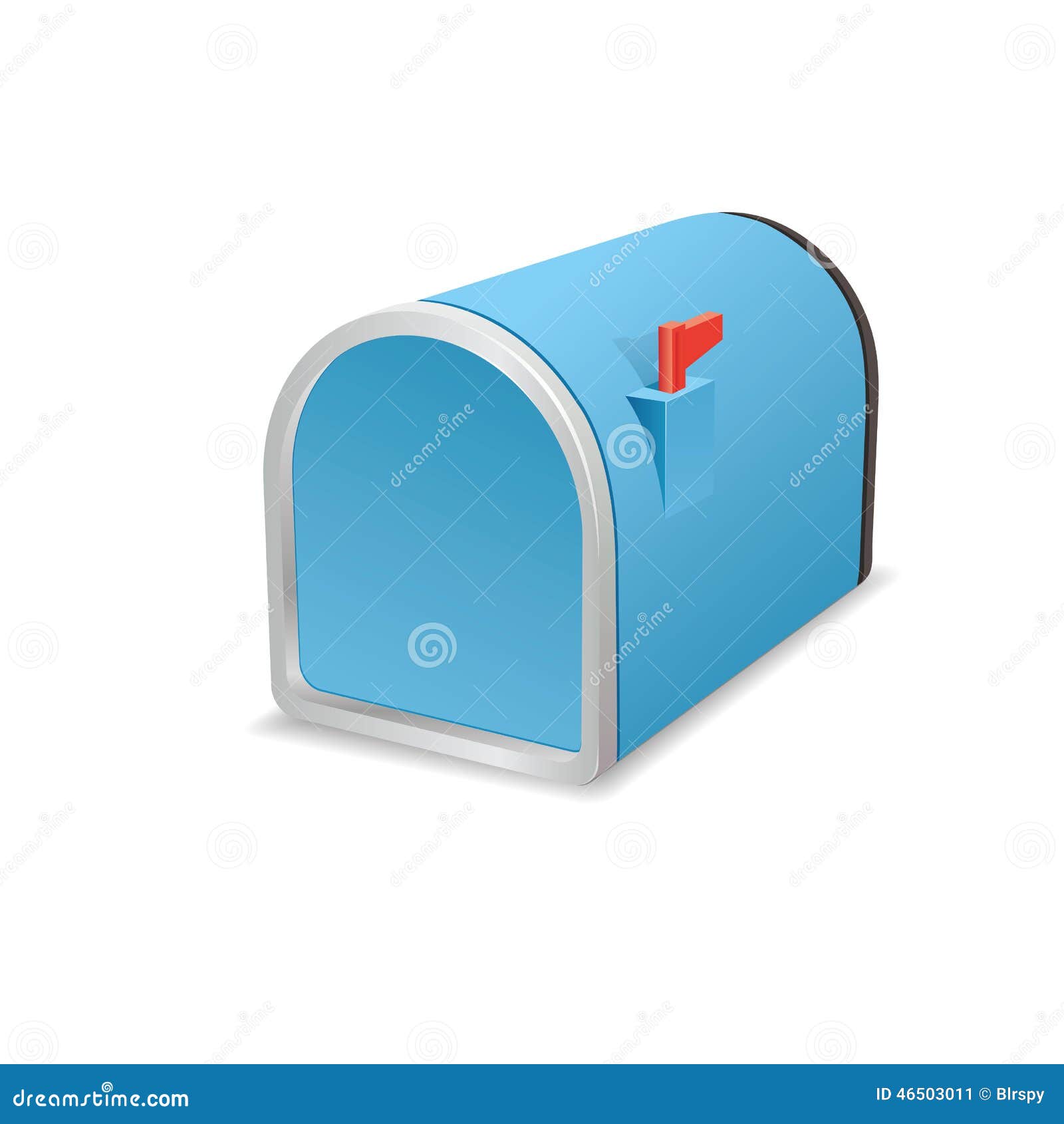 Beautiful Blue Metallic Closed Mailbox. Stock Vector - Illustration of ...