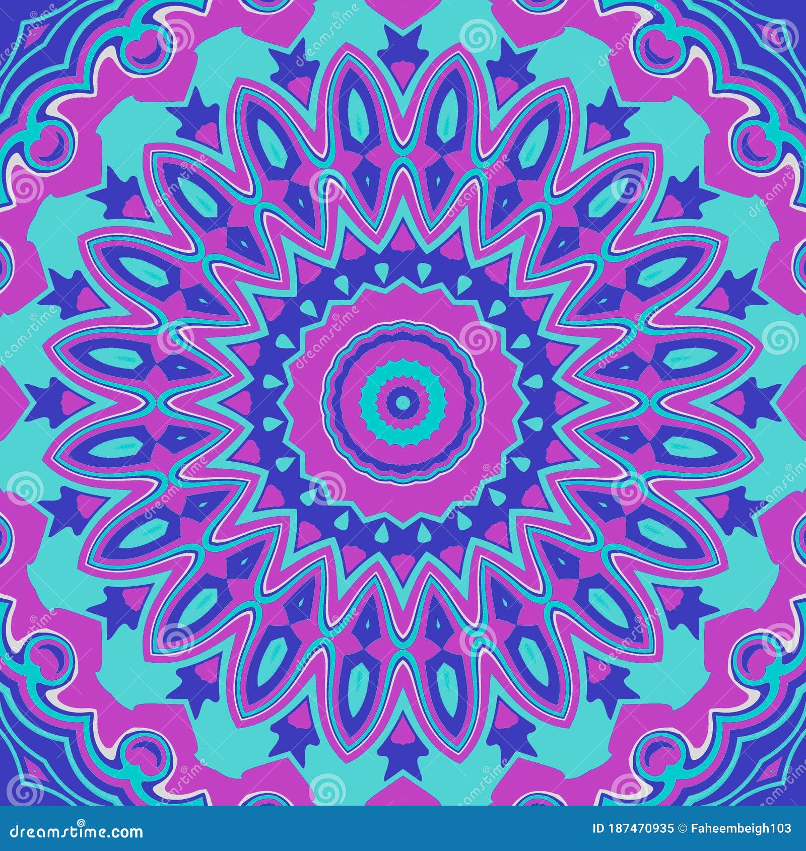 A Beautiful Blue Mystical Illustration of Abstract Mandala with Sky ...