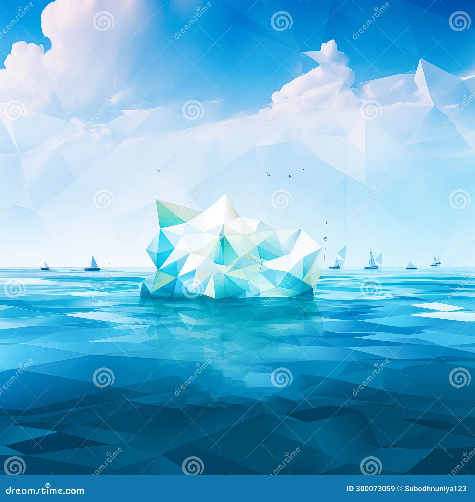 Beautiful Blue Ocean Mosaic Design with Triangular Elements Stock ...