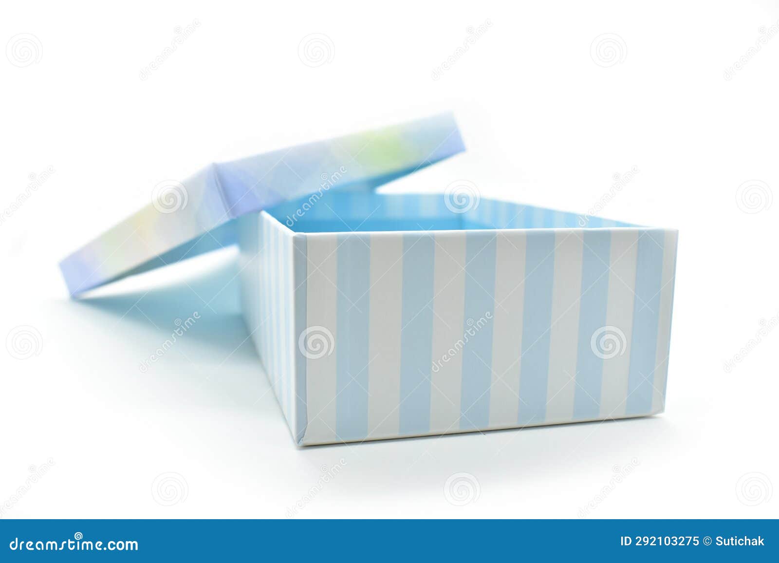 Beautiful Blue Paper Box on White Background, Package for Design Stock ...