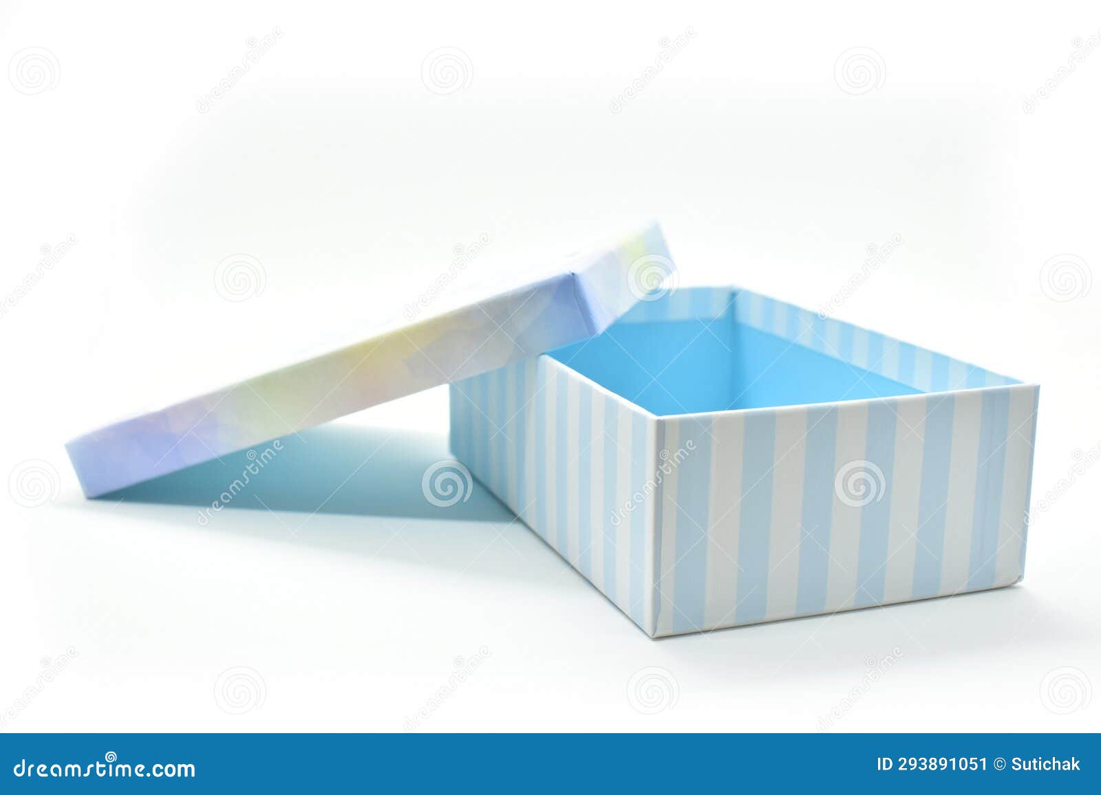 Beautiful Blue Paper Box on White Background, Package for Design Stock ...