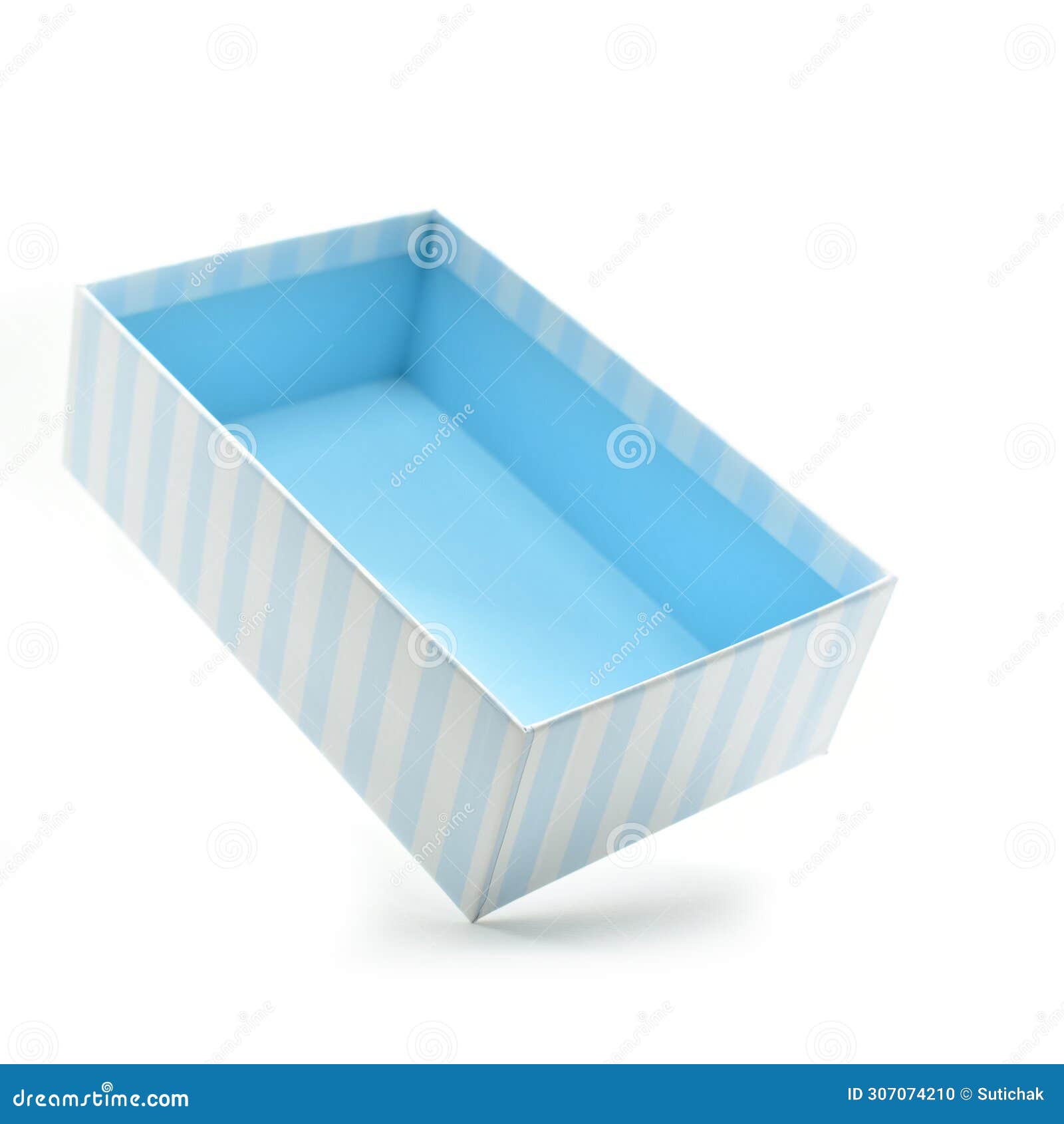 Beautiful Blue Paper Box on White Background, Package for Design Stock ...