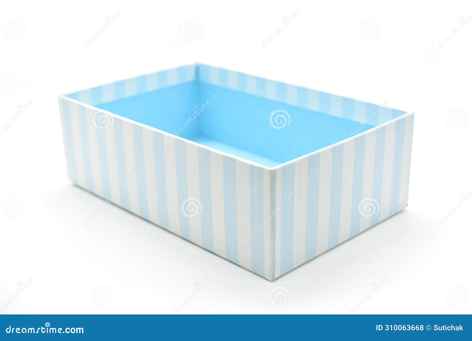 Beautiful Blue Paper Box on White Background, Package for Design Stock ...