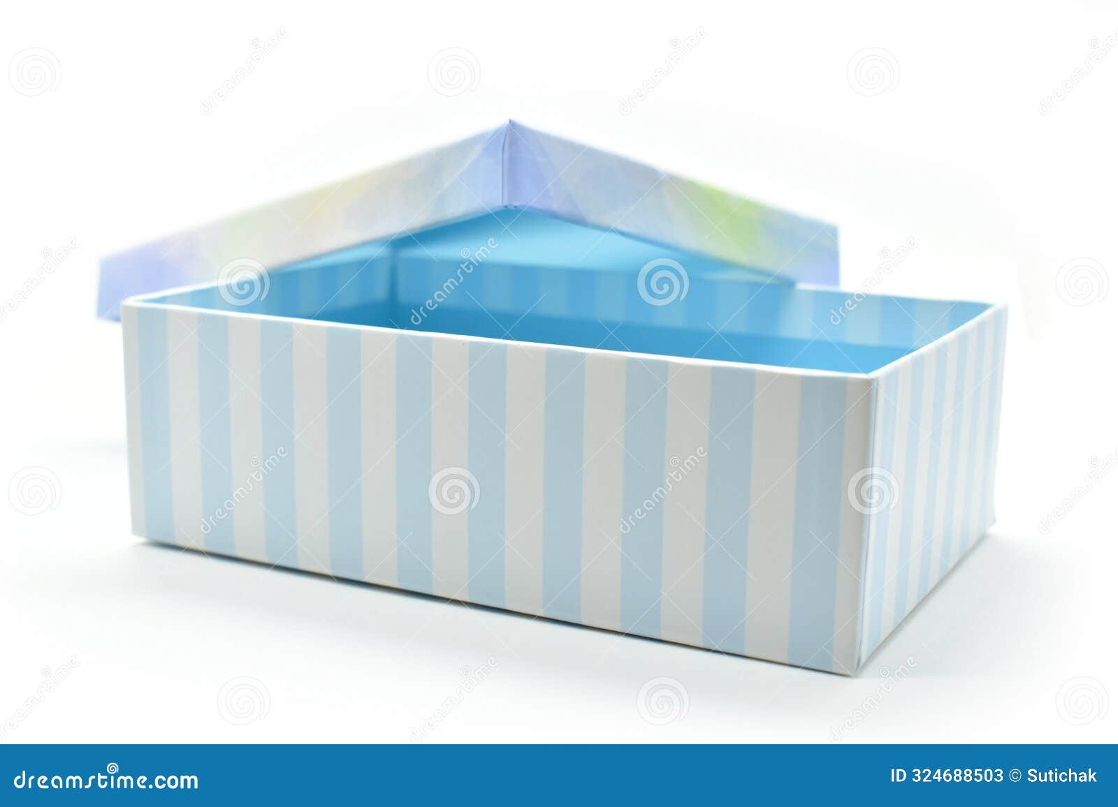 Beautiful Blue Paper Box on White Background, Package for Design Stock ...