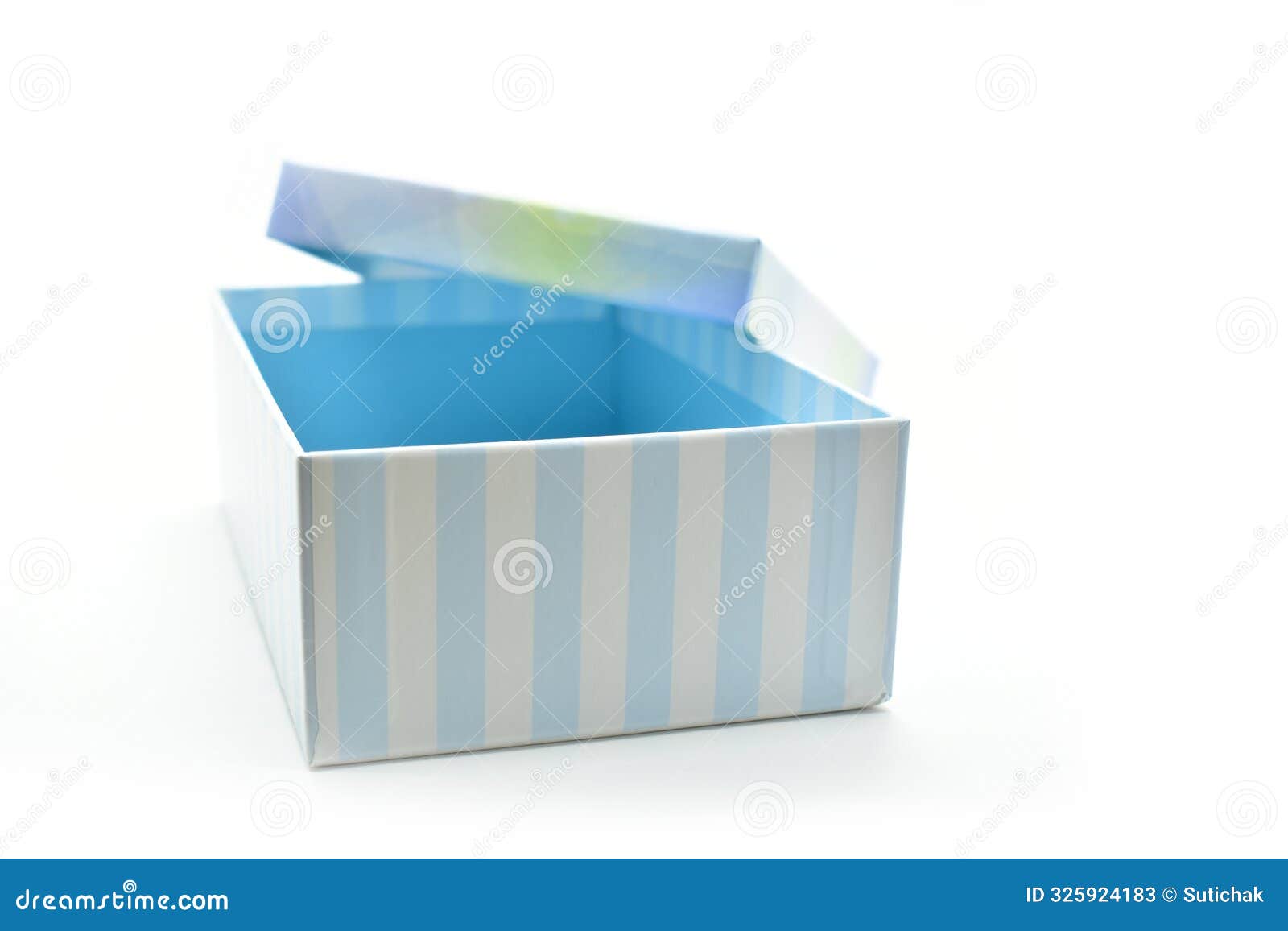 Beautiful Blue Paper Box on White Background, Package for Design Stock ...
