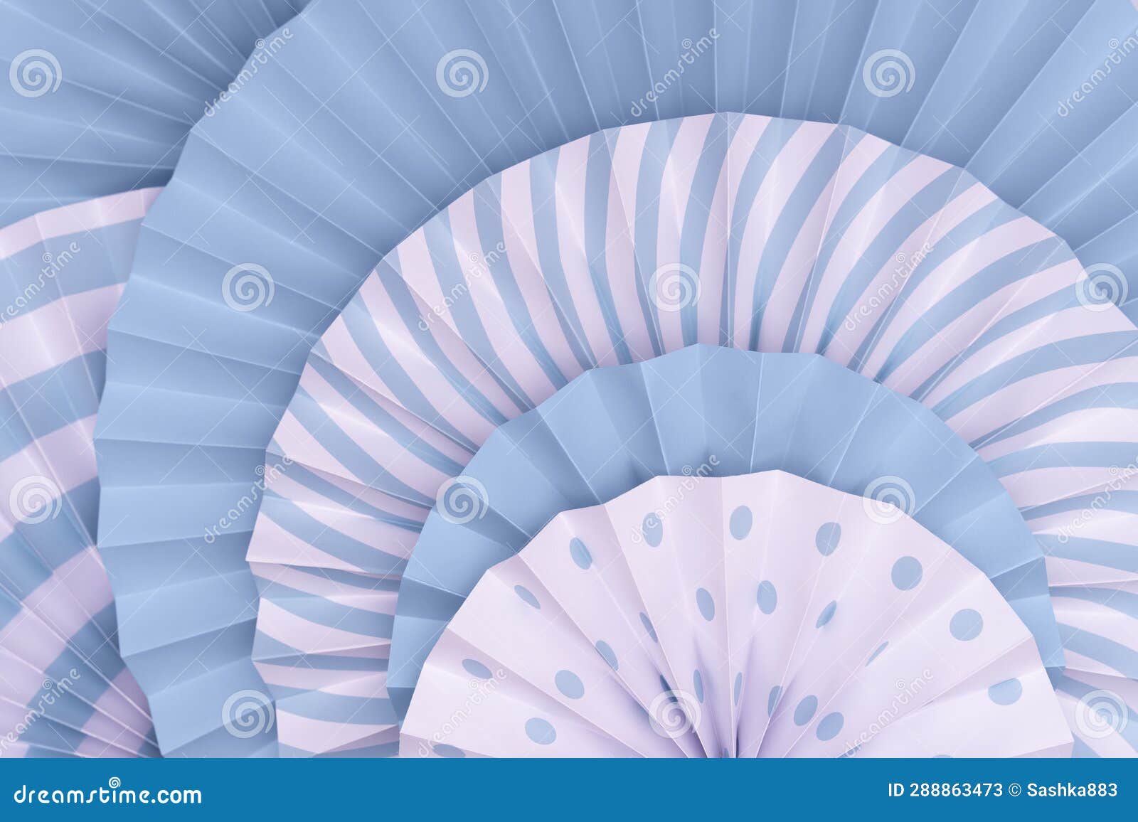 Beautiful Blue Paper Fans Background Stock Image - Image of blue ...