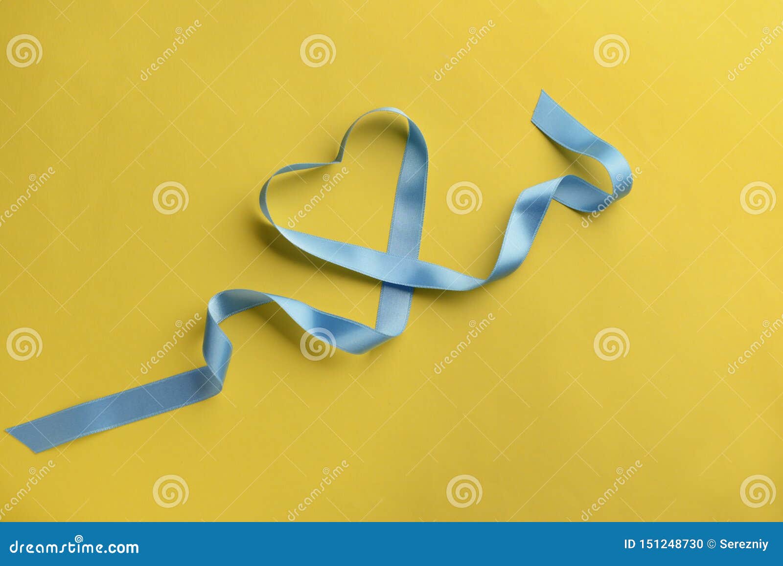 Beautiful Blue Ribbon on Color Background Stock Photo - Image of curled ...