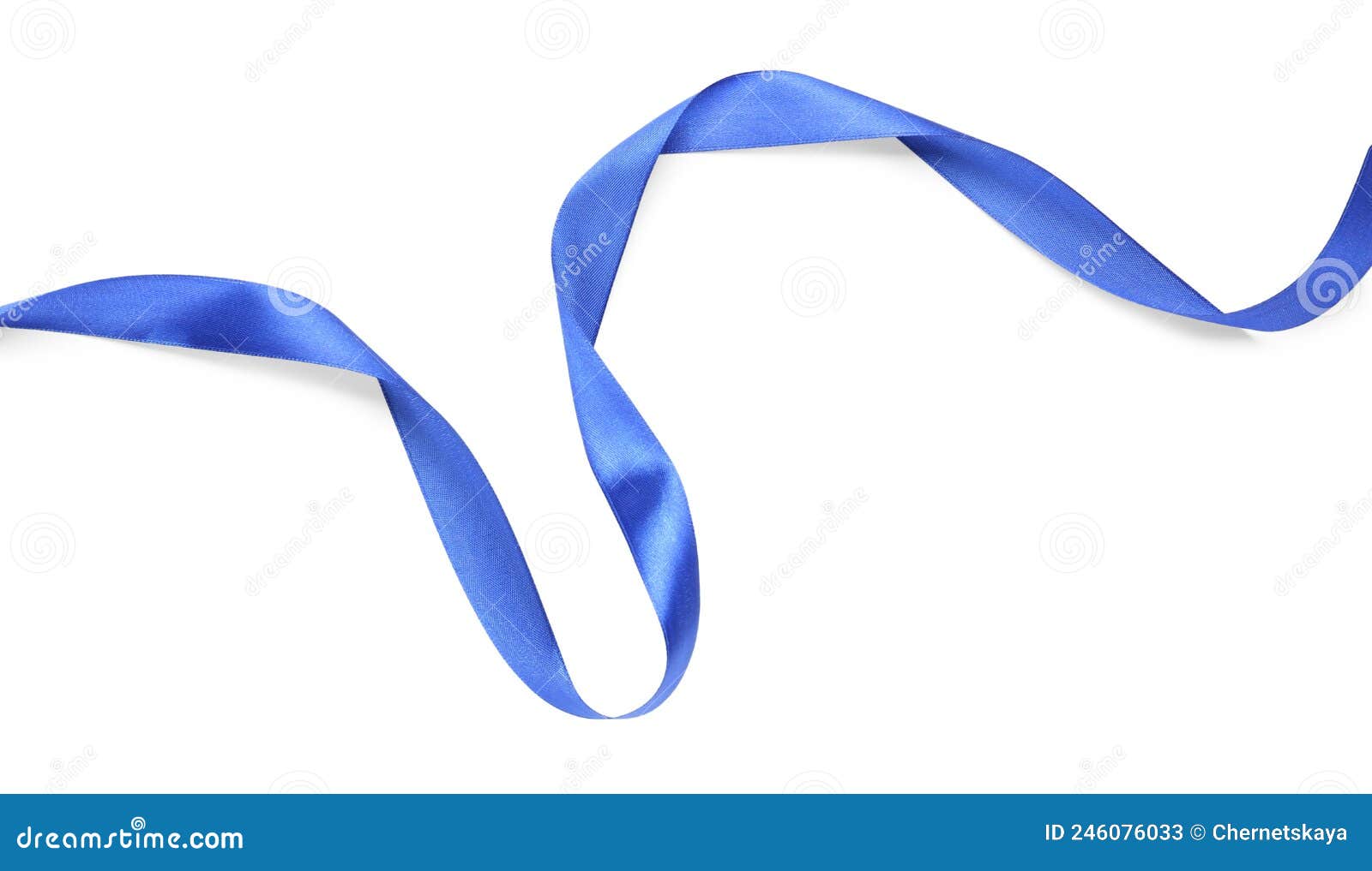 Beautiful Blue Ribbon Isolated on White, Top View Stock Image - Image ...
