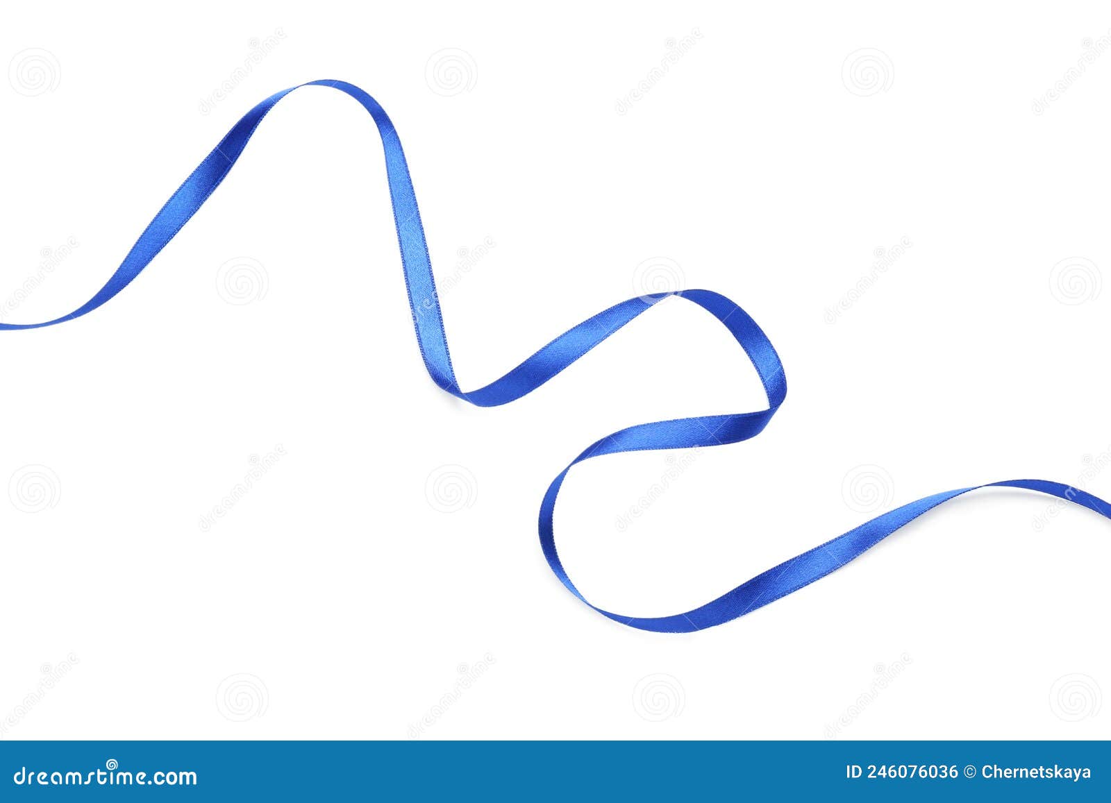 Beautiful Blue Ribbon Isolated on White, Top View Stock Photo - Image ...