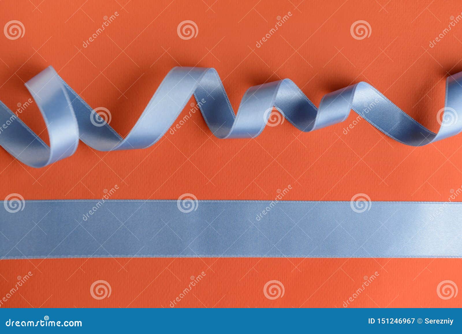 Beautiful Blue Ribbons on Color Background Stock Image - Image of ...