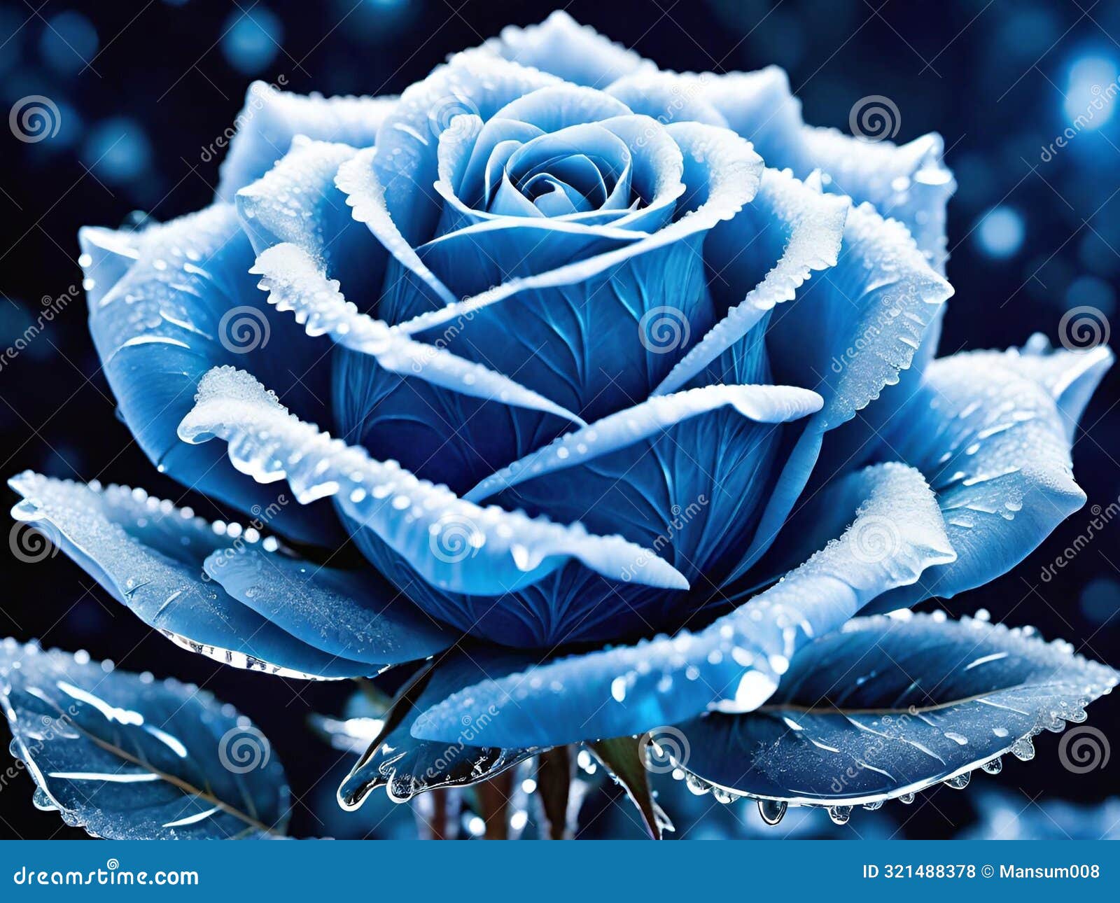Beautiful Blue Roses on the Background of the Winter Stock Illustration ...