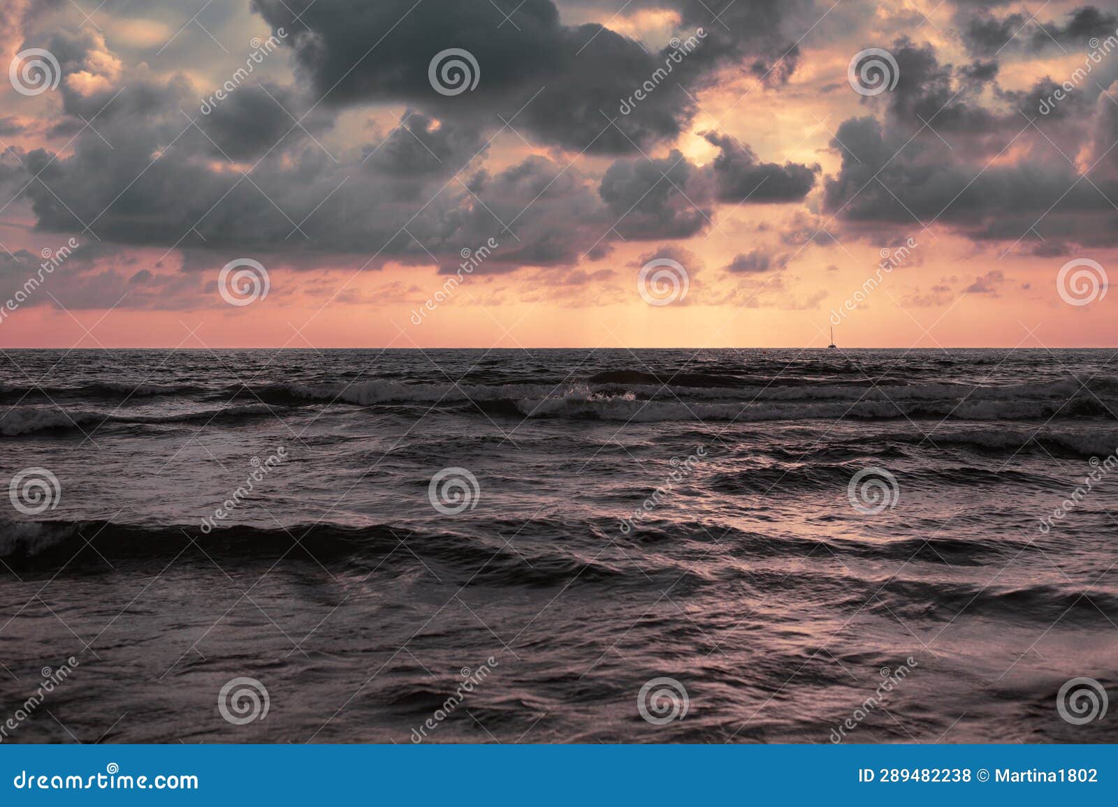 Blue Sea Landscape at Sunset Stock Photo - Image of sunshine, ocean ...