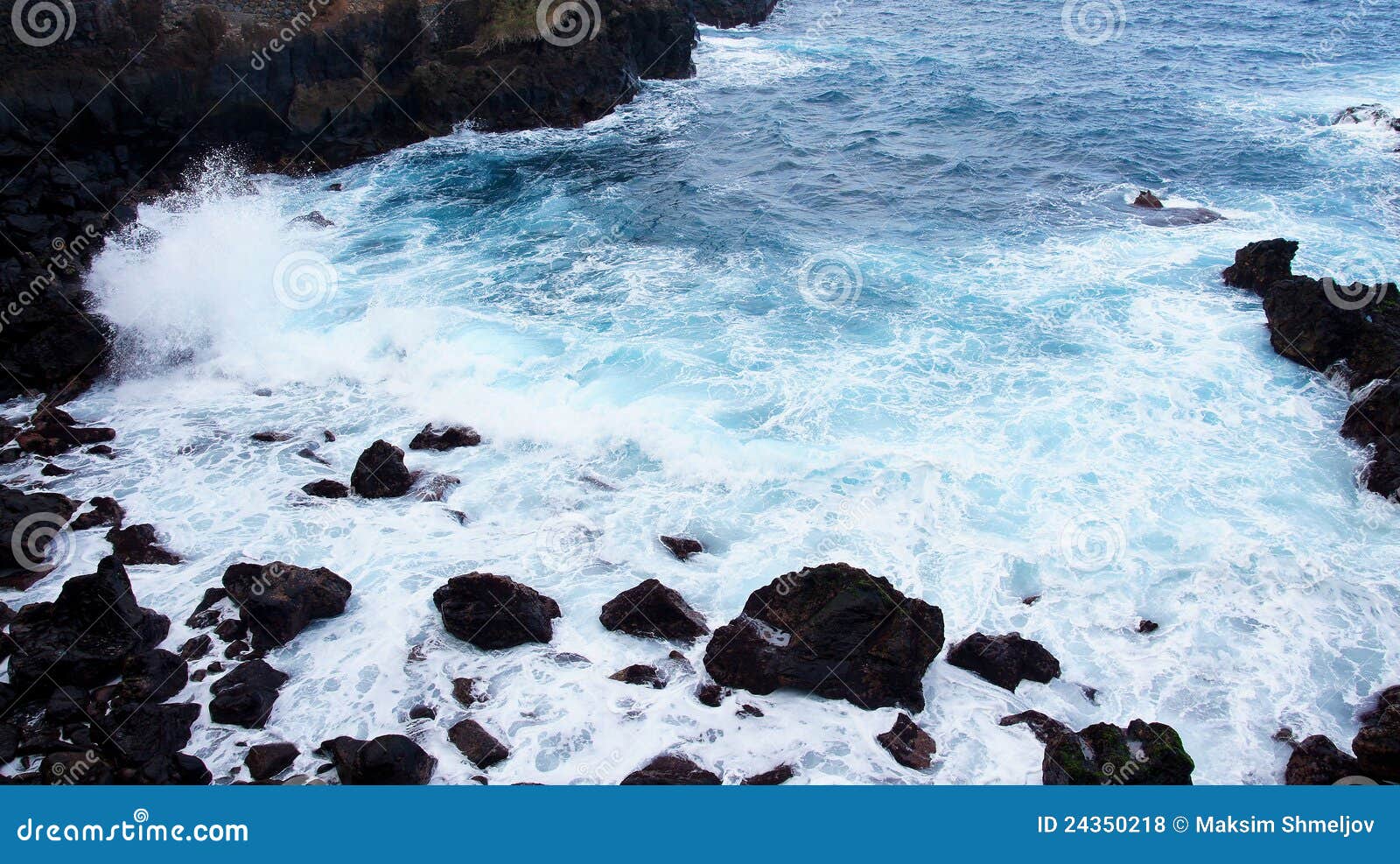 A Beautiful Blue Sea with Rocks Background Stock Photo - Image of grass ...