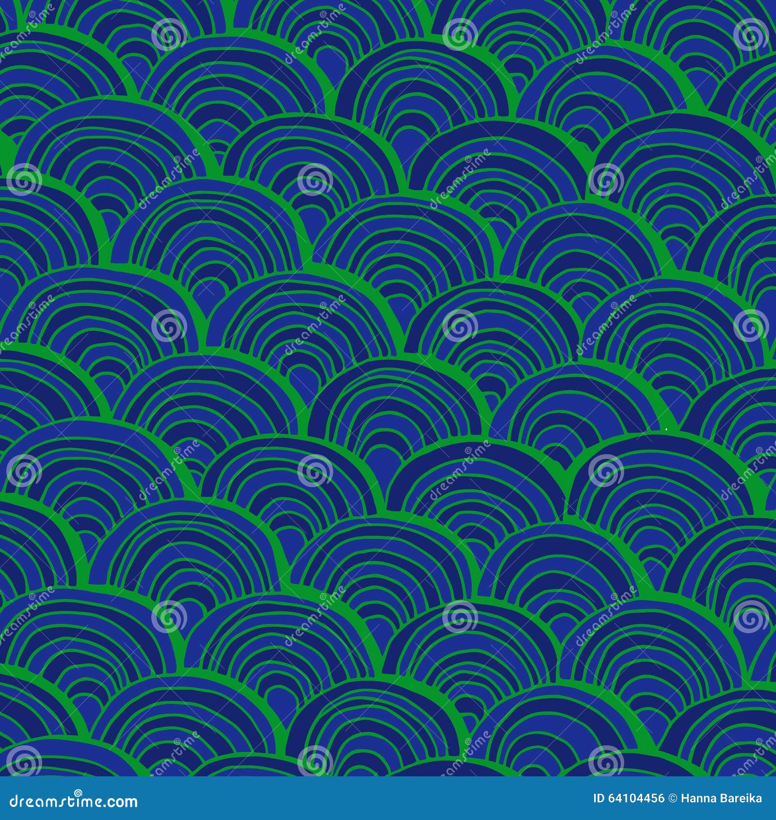 Beautiful Blue Sea Wave Vector Pattern. Stock Vector - Illustration of ...