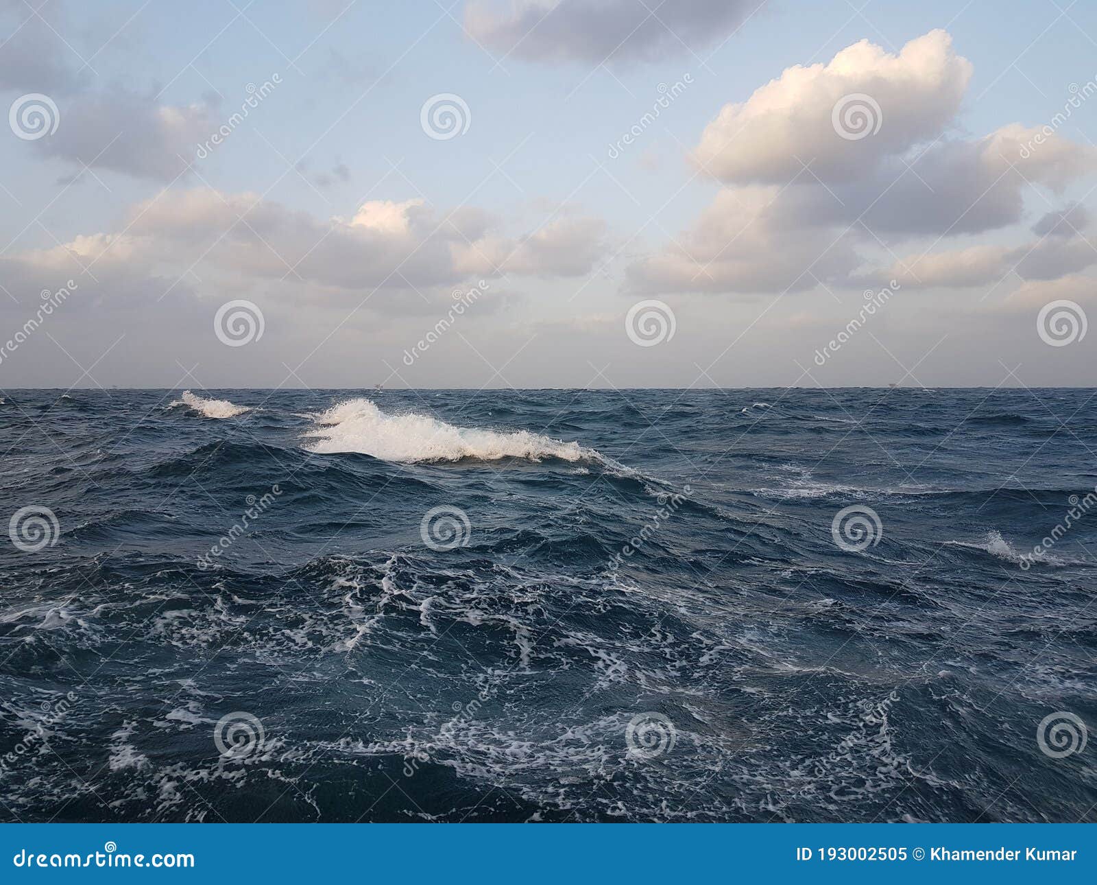 Beautiful Blue Sky Clouds and Ocean Stock Image - Image of horizon ...