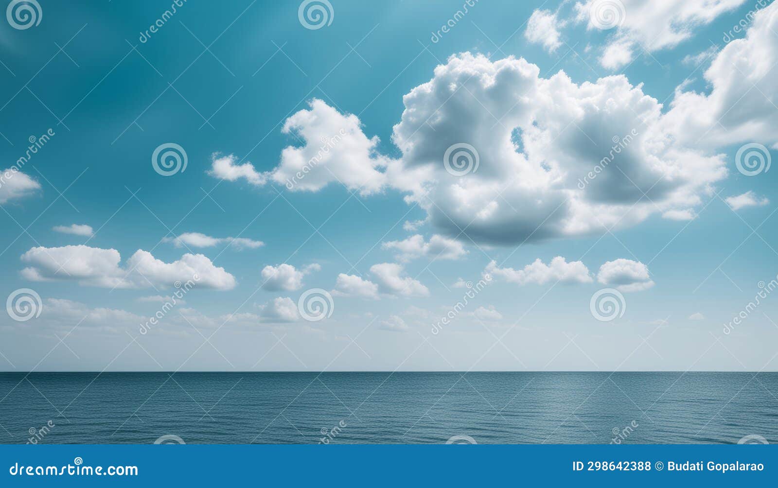 A Beautiful Blue Sky with Clouds and the Ocean Below Stock Illustration ...