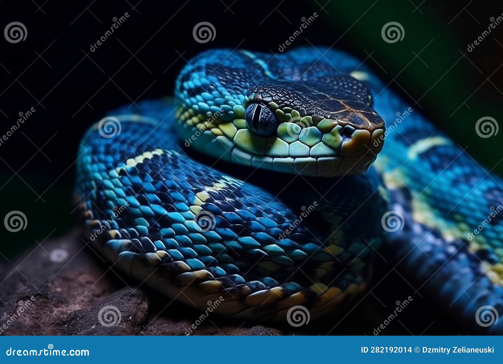 Beautiful Blue Snake in the Wild. Generative AI. Stock Illustration ...