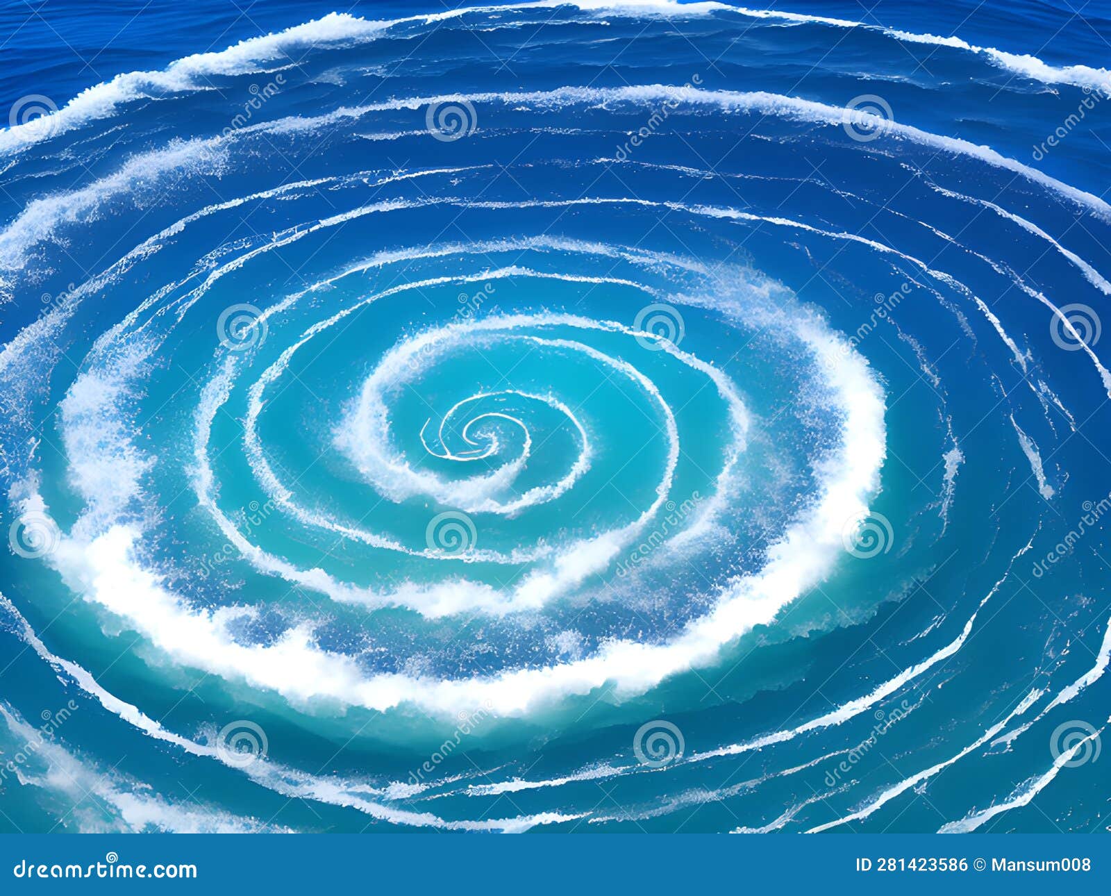 Beautiful Blue Spiral with Waves. Sea Background, AI Generated Stock ...