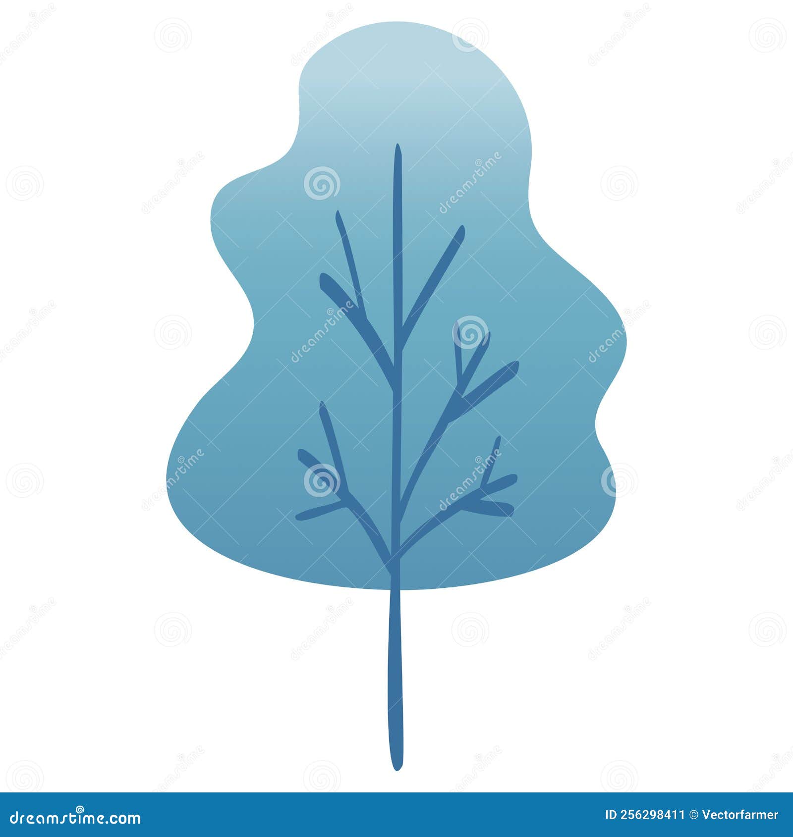 Beautiful Blue Tree Flat Design Art Icon Vector Stock Vector ...