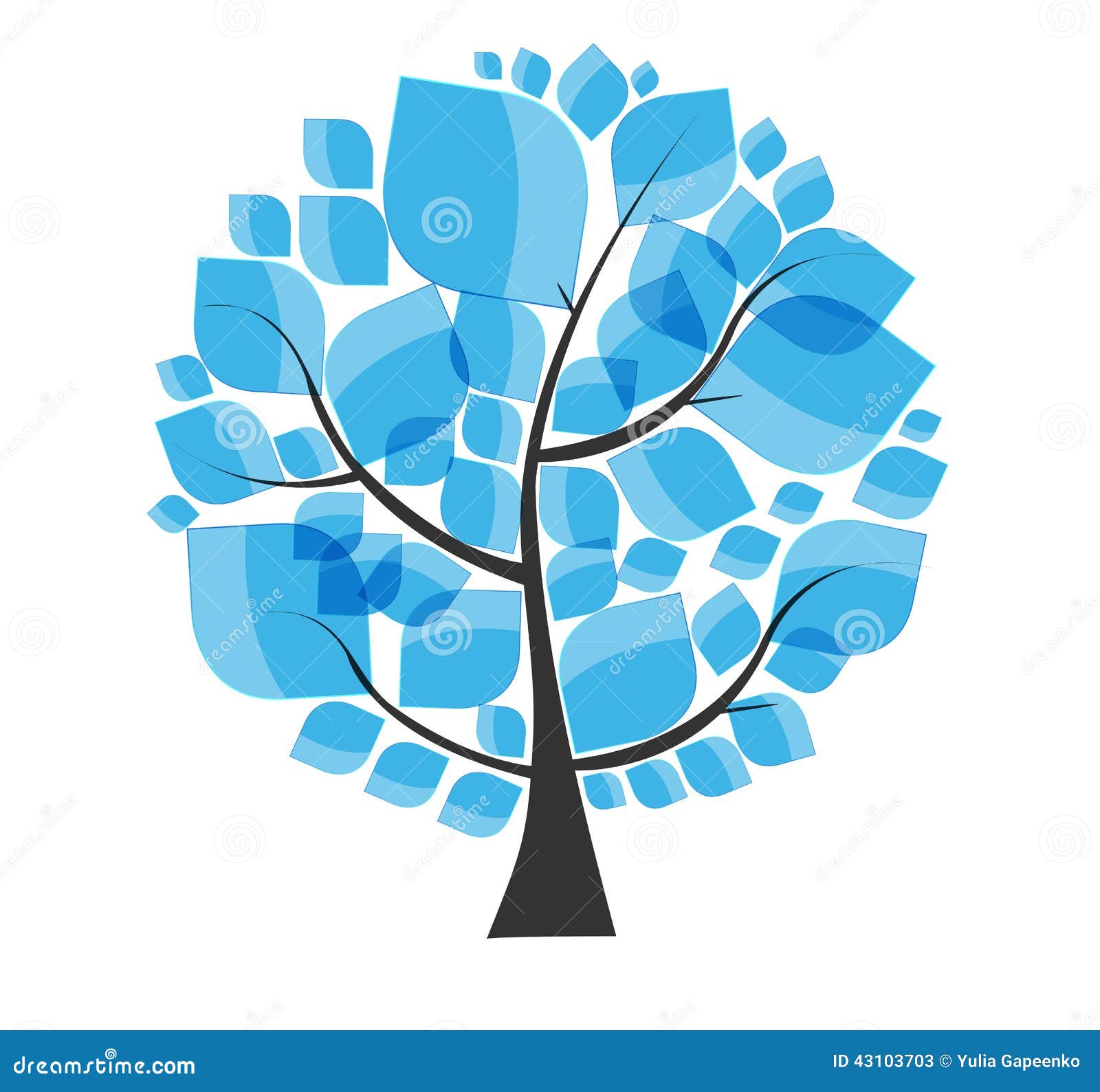 Beautiful Blue Tree on a White Background Vector Stock Vector ...