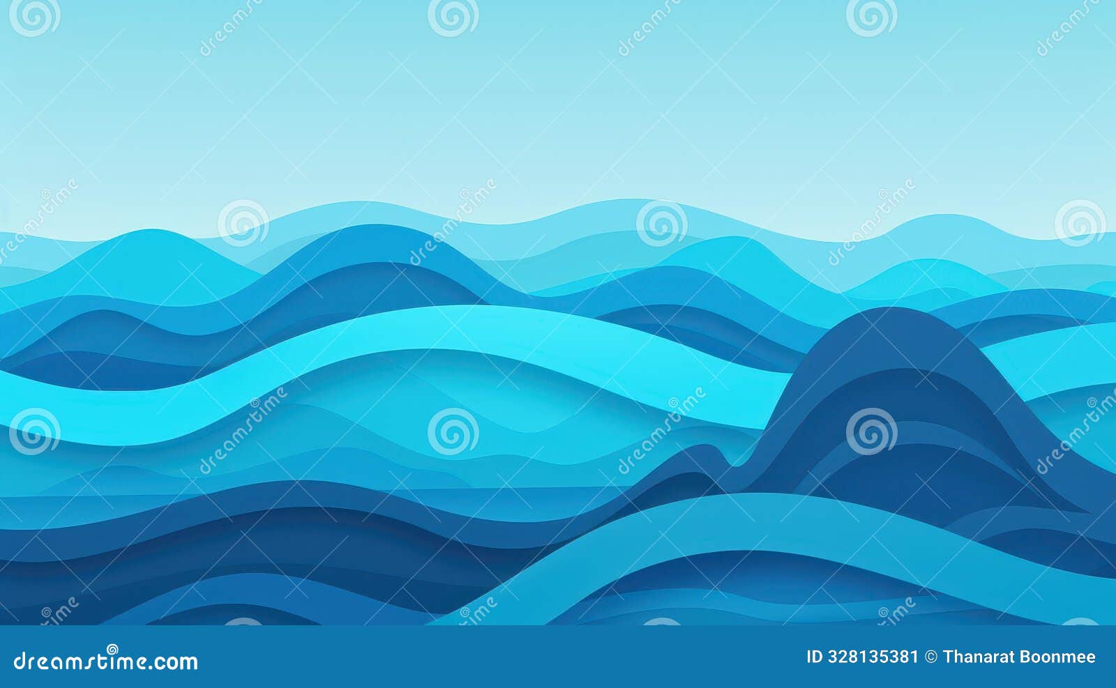 Beautiful Blue Vector Background with Natural Water Ocean Waves Stock ...