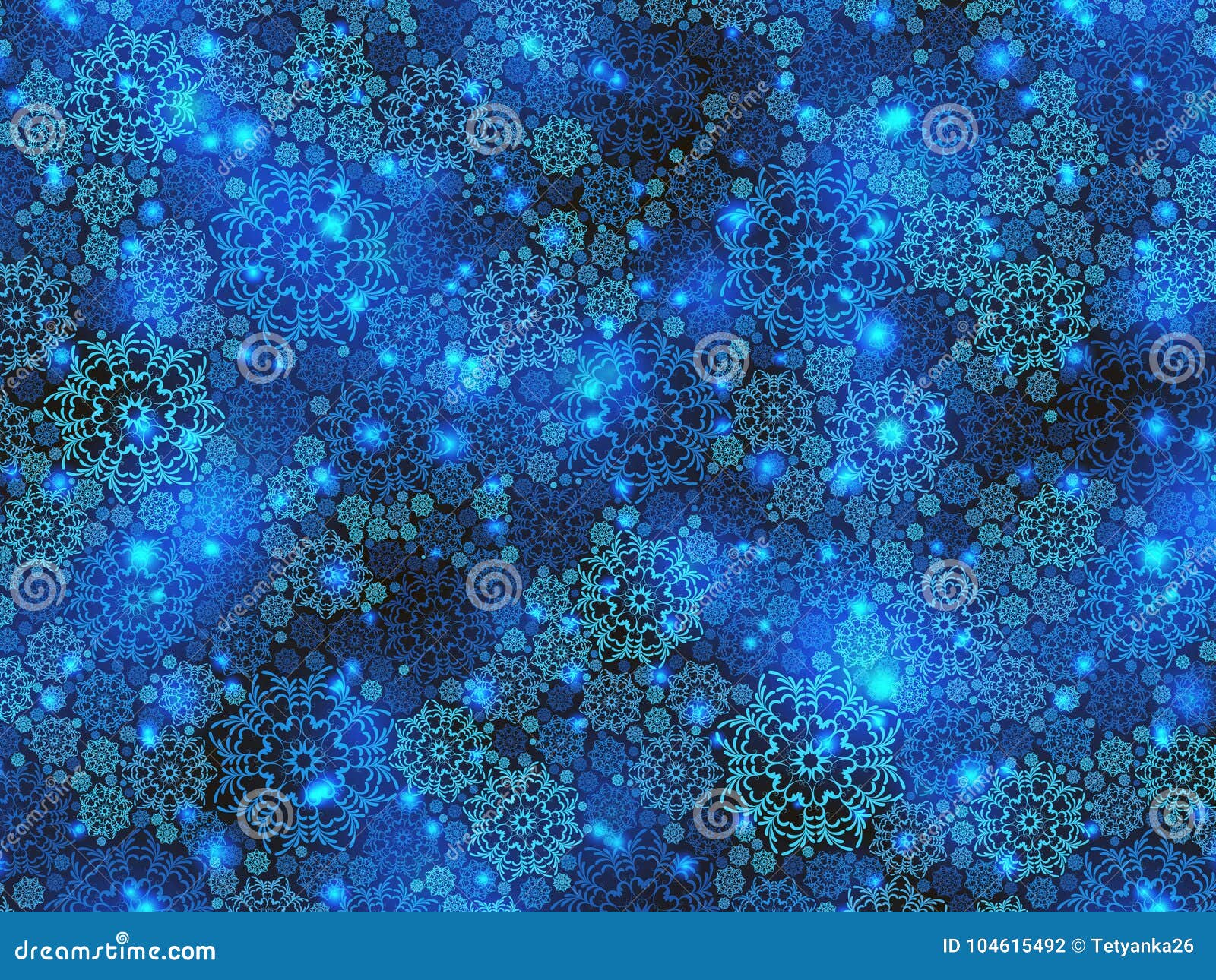 Beautiful Blue Winter Pattern, Background with Snowflakes Stock ...