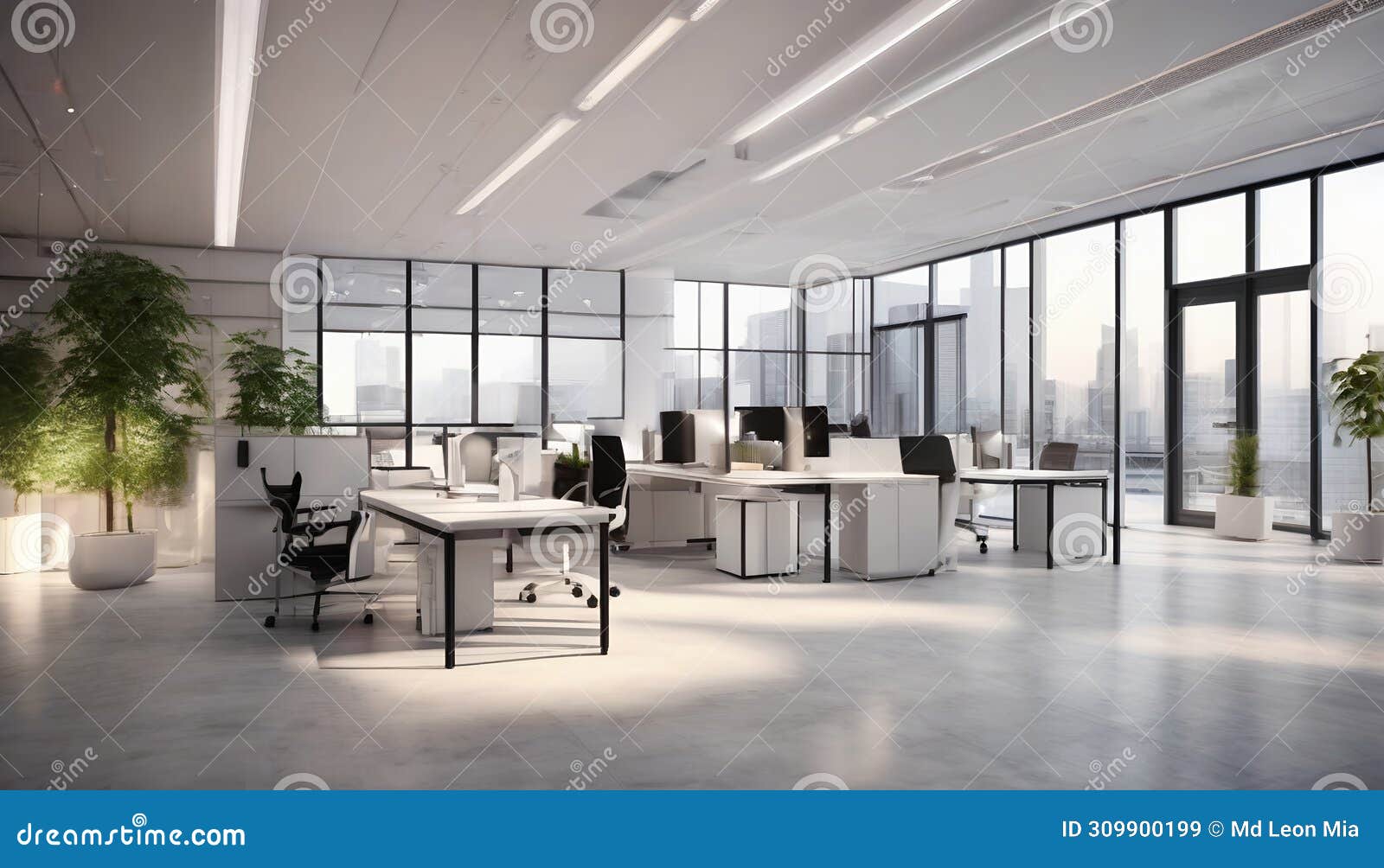 Beautiful Blurred Background of a Light Modern Office Interior Stock ...