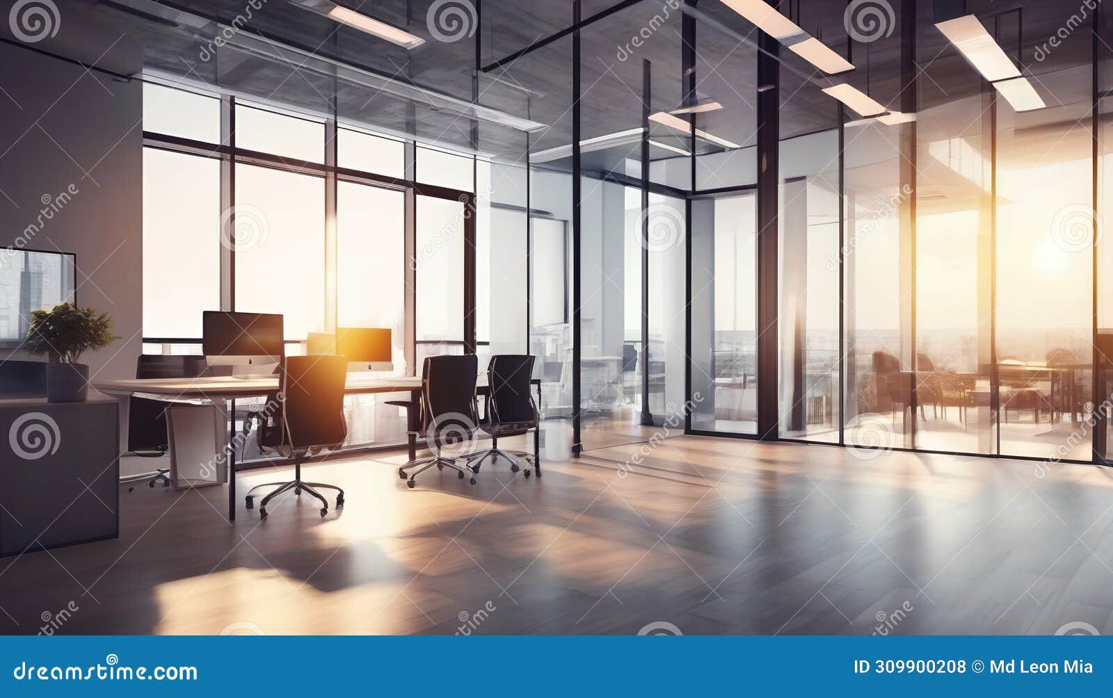 Beautiful Blurred Background of a Light Modern Office Interior Stock ...