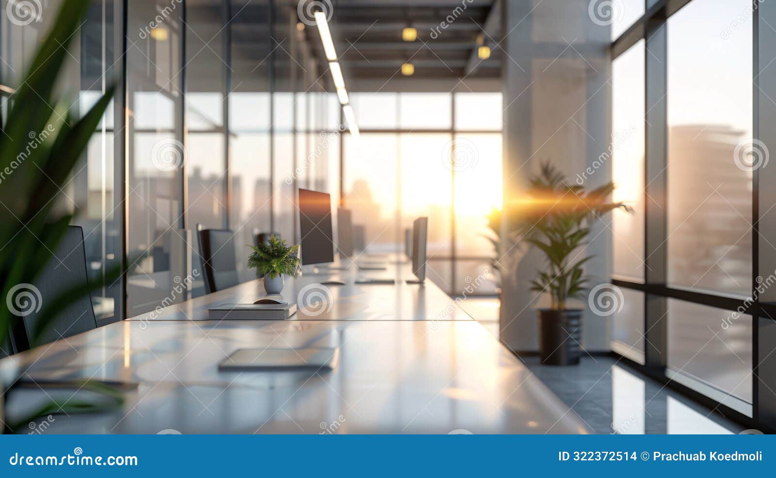 Beautiful Blurred Background of a Light Modern Office Interior Stock ...