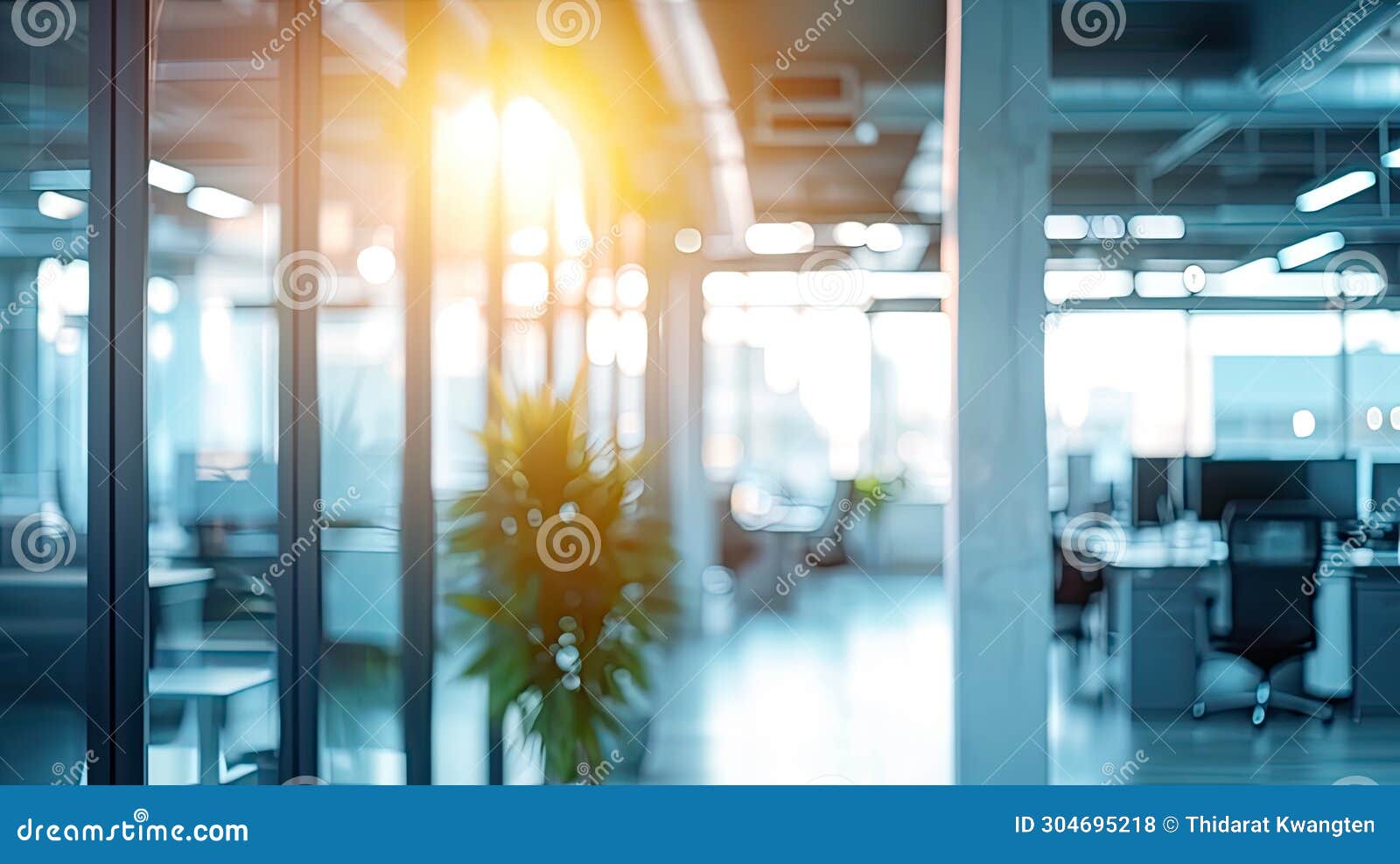Beautiful Blurred Background of a Light Modern Office Interior with ...