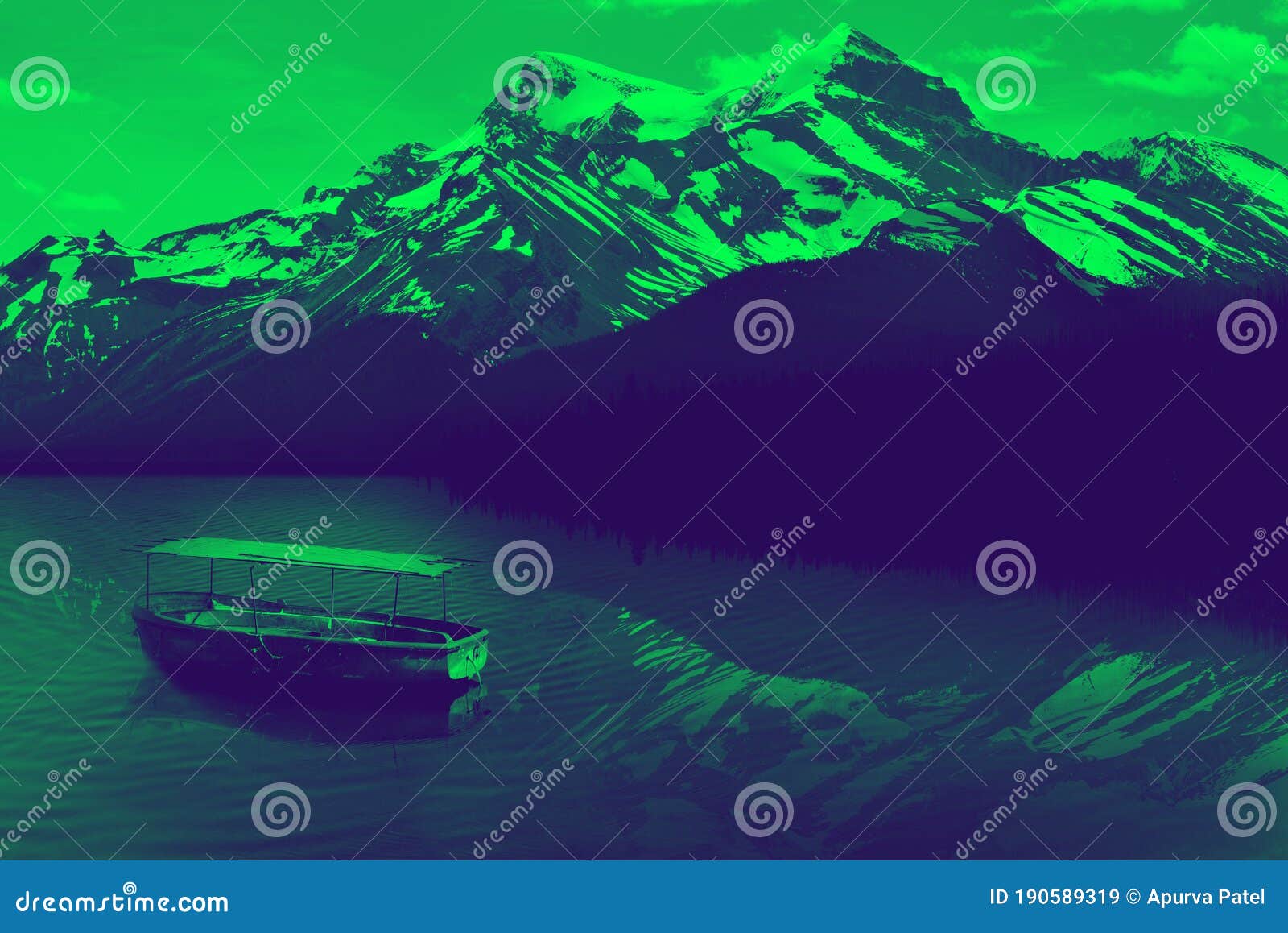 Beautiful Boat Landscape Background with Green Light Stock Image ...
