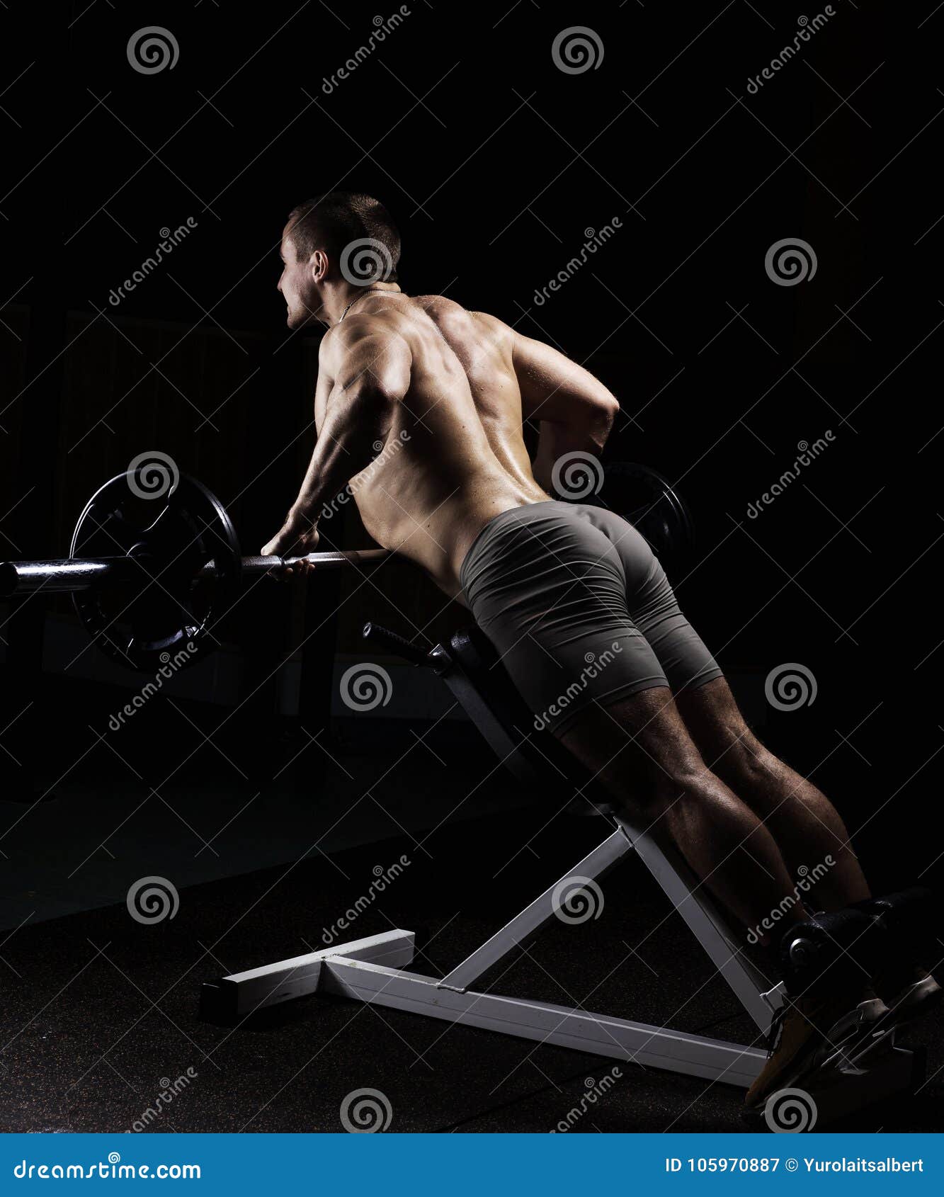 Bodybuilder is Engaged in a Simulator in the Gym Stock Image - Image of ...