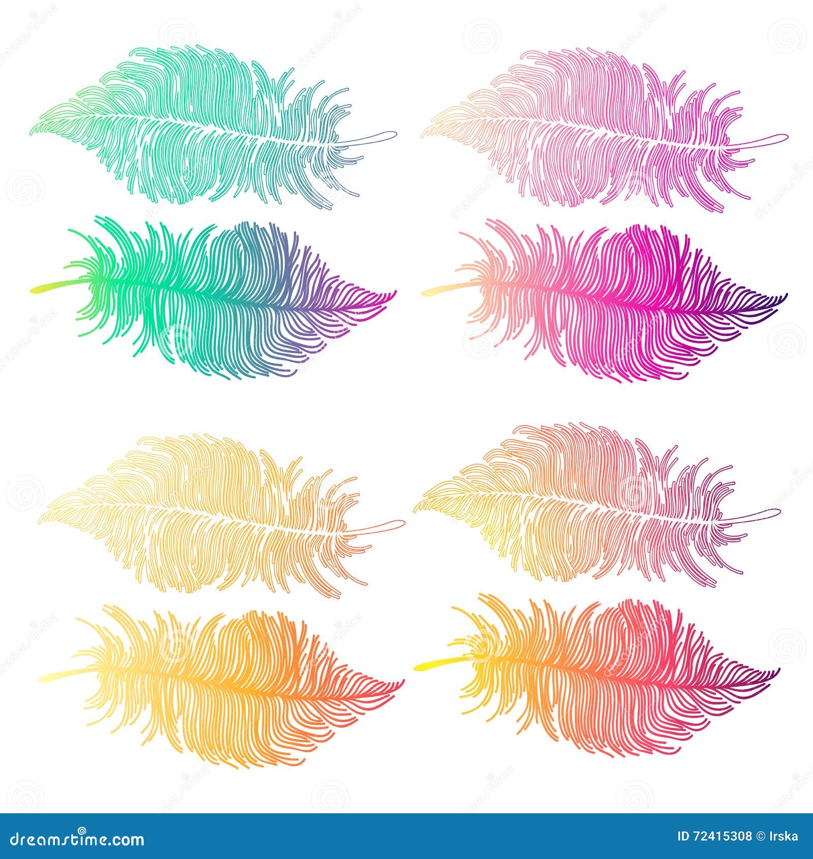 Beautiful Boho feathers. stock vector. Illustration of feather - 72415308