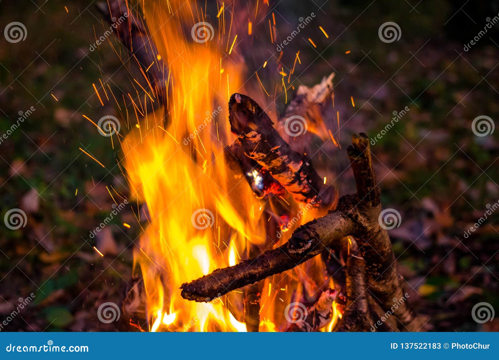 Beautiful Bonfire with Sparks Flying Upwards Stock Image - Image of ...