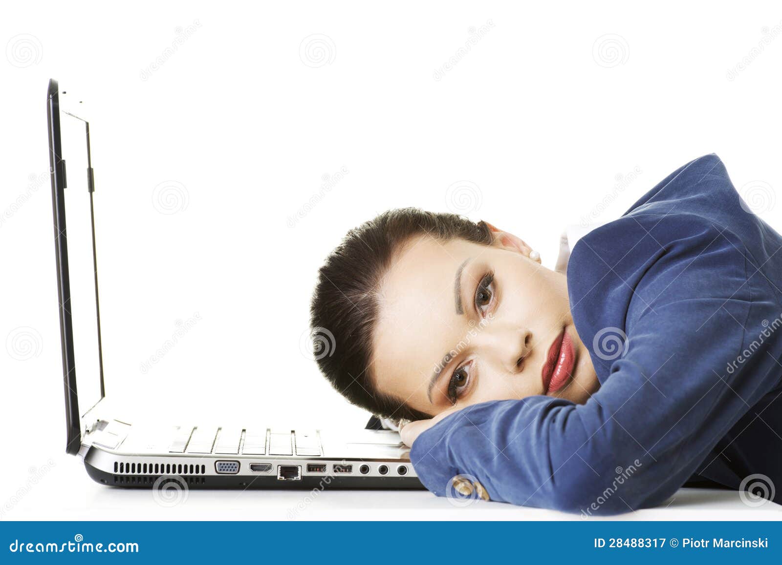 Beautiful Bored and Tired Businesswoman Stock Image - Image of pensive ...