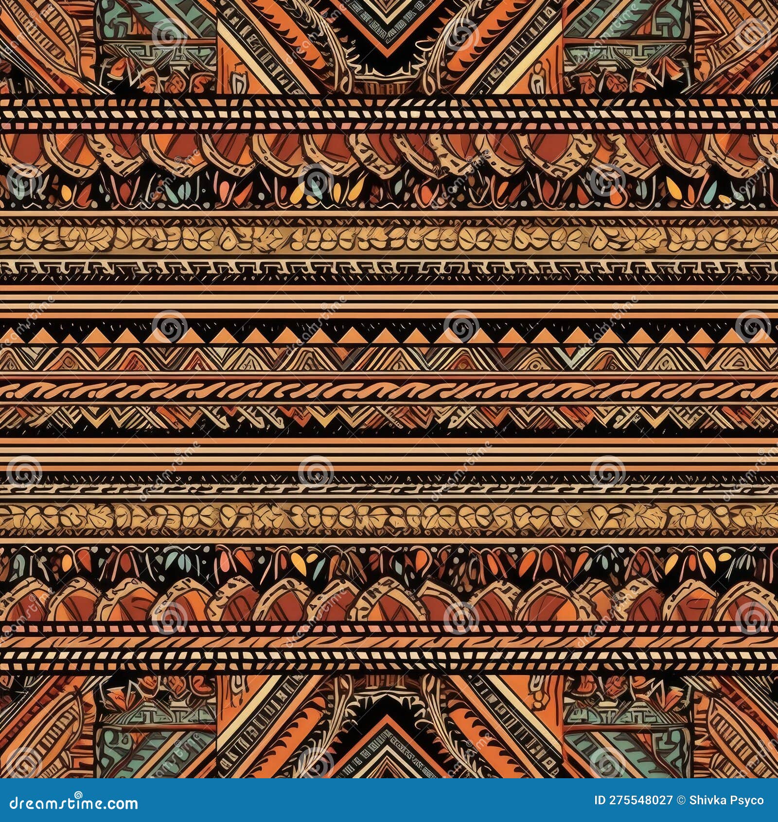 Beautiful Borneo Tribal Seamless Pattern Background Generative AI Stock ...