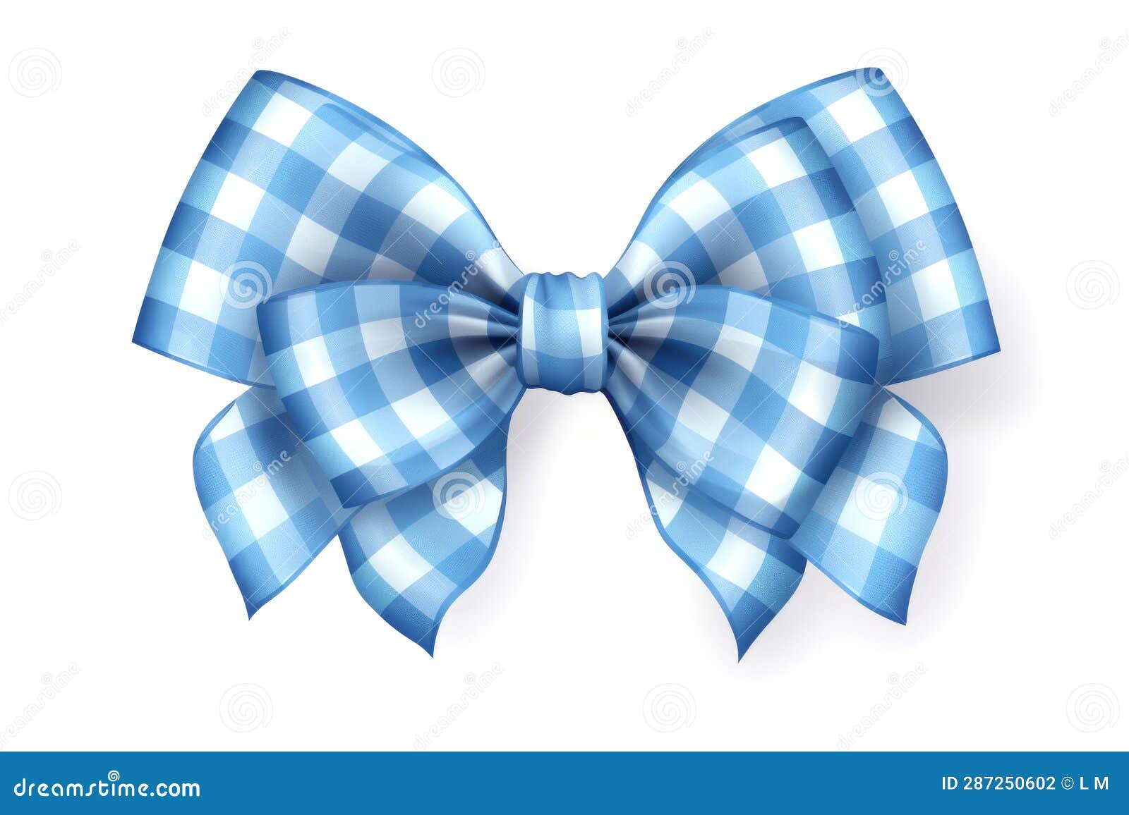 Beautiful Bow Made of Blue Checkered Ribbon Stock Photo - Image of ...