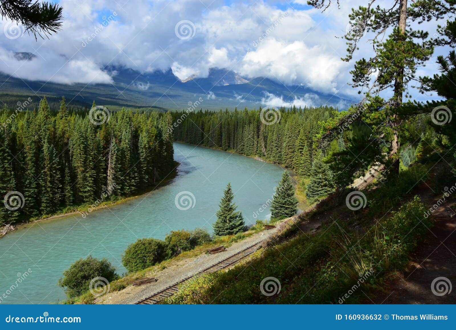 Beautiful Bow River Winds through the Bow Valley. Stock Photo - Image ...