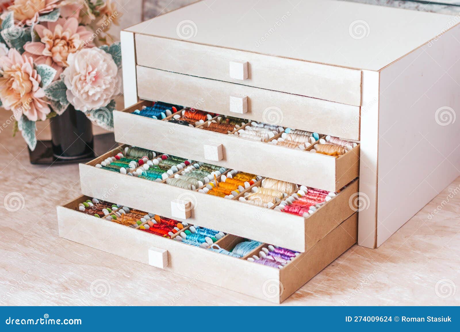 Beautiful Box for Threads with Compartments. Beautiful Colored Threads ...