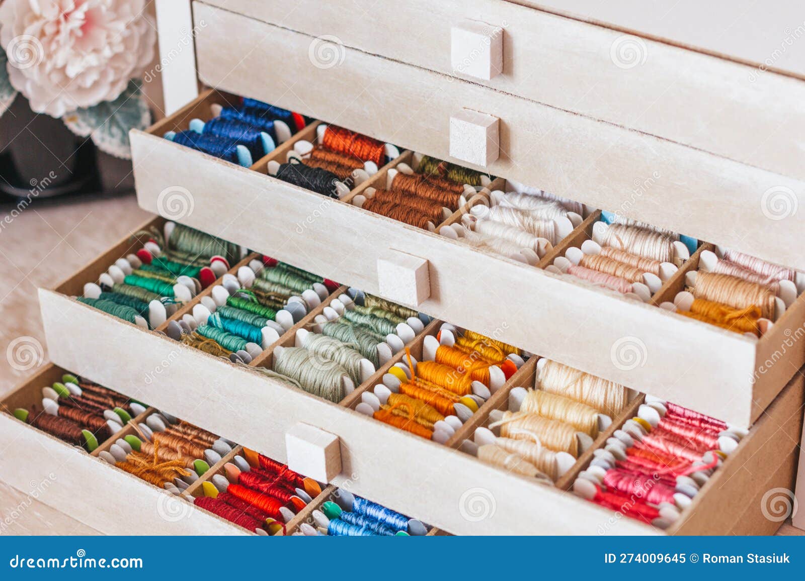 Beautiful Box for Threads with Compartments. Beautiful Colored Threads ...