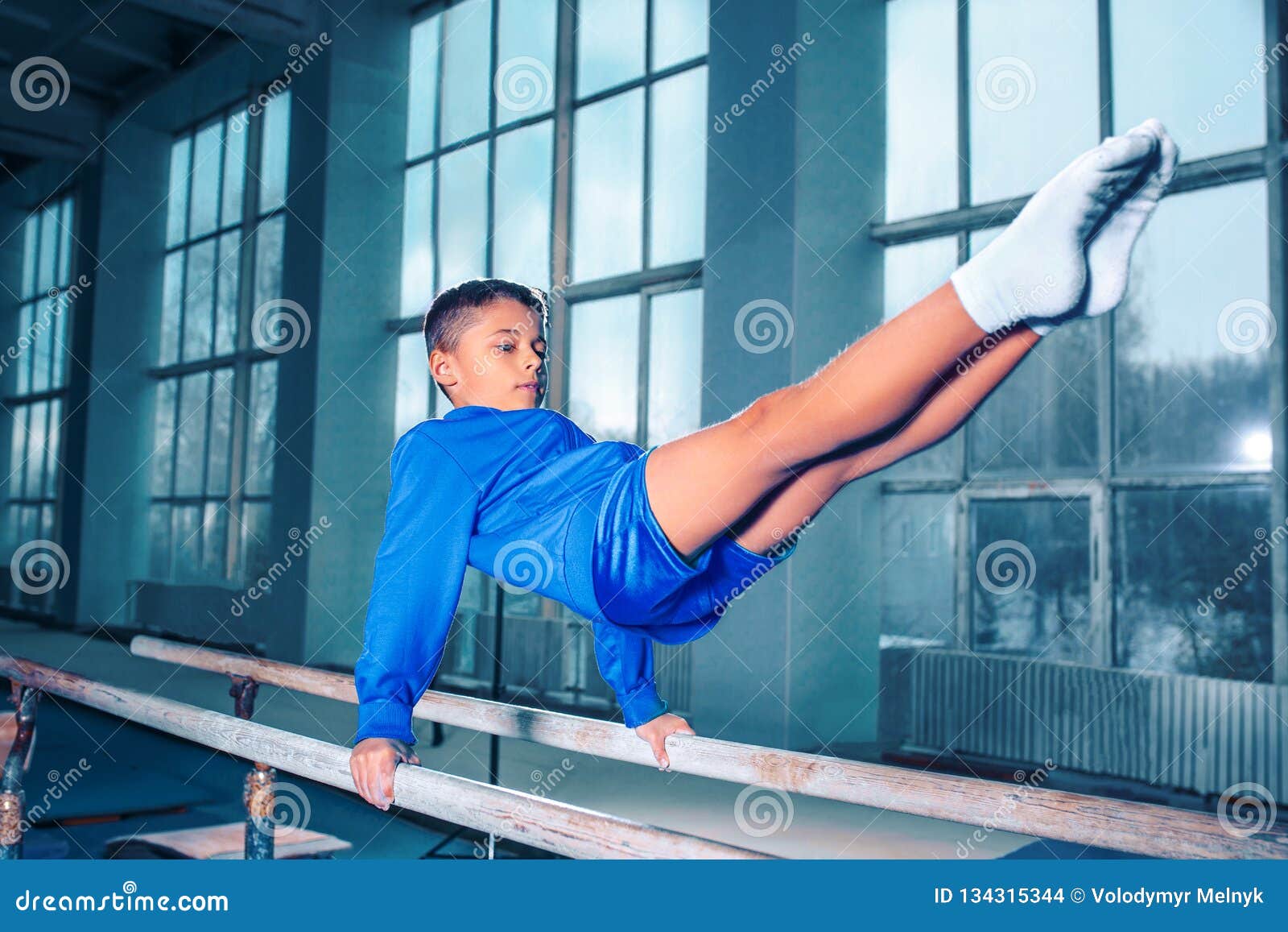 Beautiful Boy Engaged Sports Gymnastics Parallel Bars Stock Photos ...