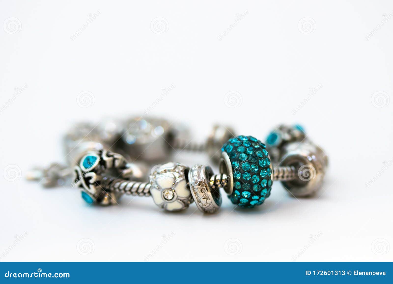Beautiful Bracelet with Charms on White Background Stock Image - Image ...