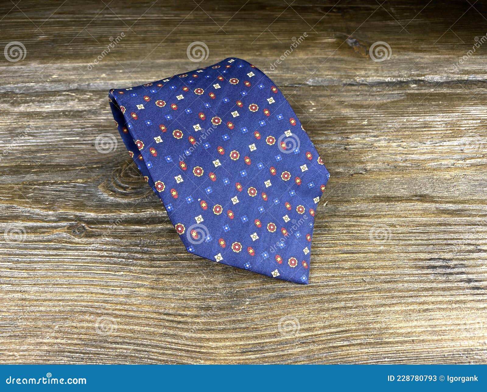 Beautiful Branded Tie in Blue with Patterns Stock Image - Image of ...