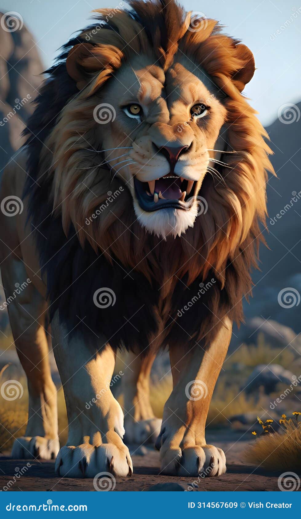 Brave Masculine Aggressive Lion Ai Generated Stock Illustration ...