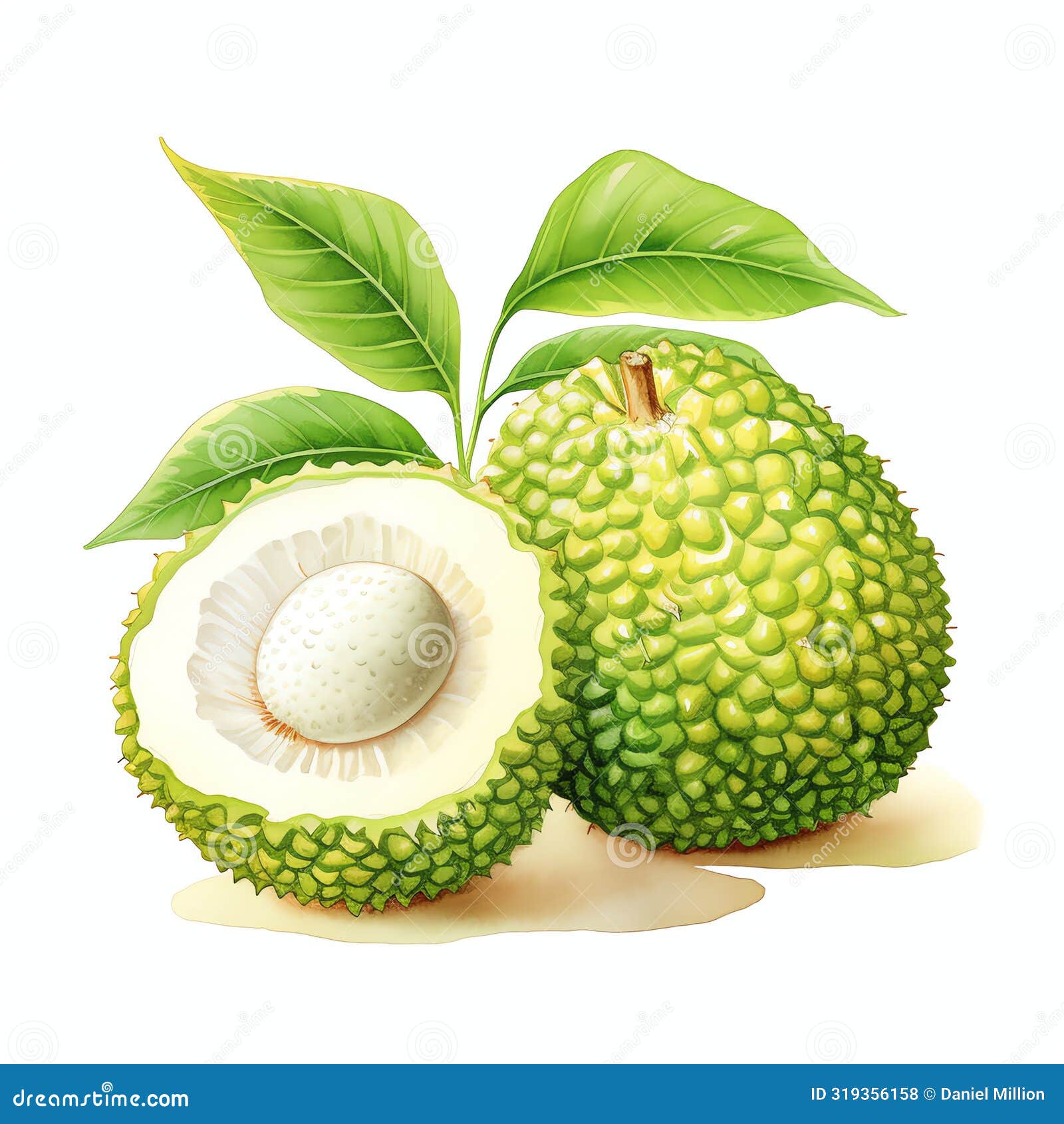 Beautiful Breadfruit Watercolor Clipart Illustration Royalty-Free ...
