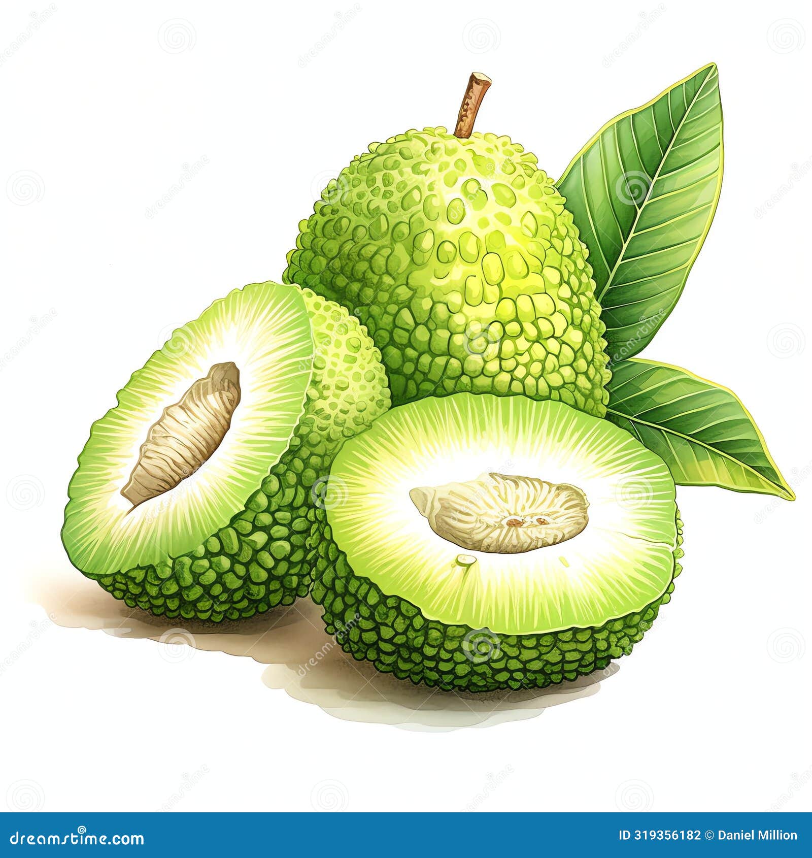 Beautiful Breadfruit Watercolor Clipart Illustration Royalty-Free ...