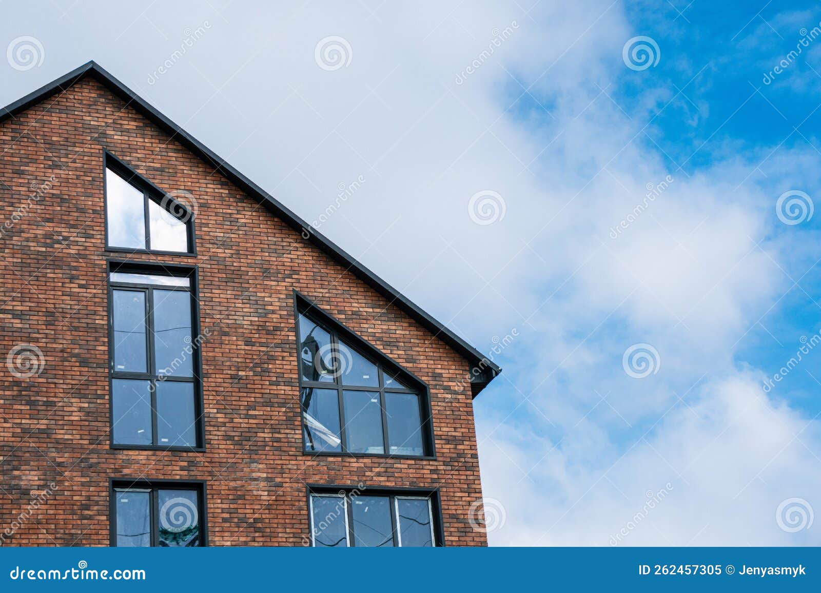 A Beautiful Brick Building with Large Windows Stock Image - Image of ...